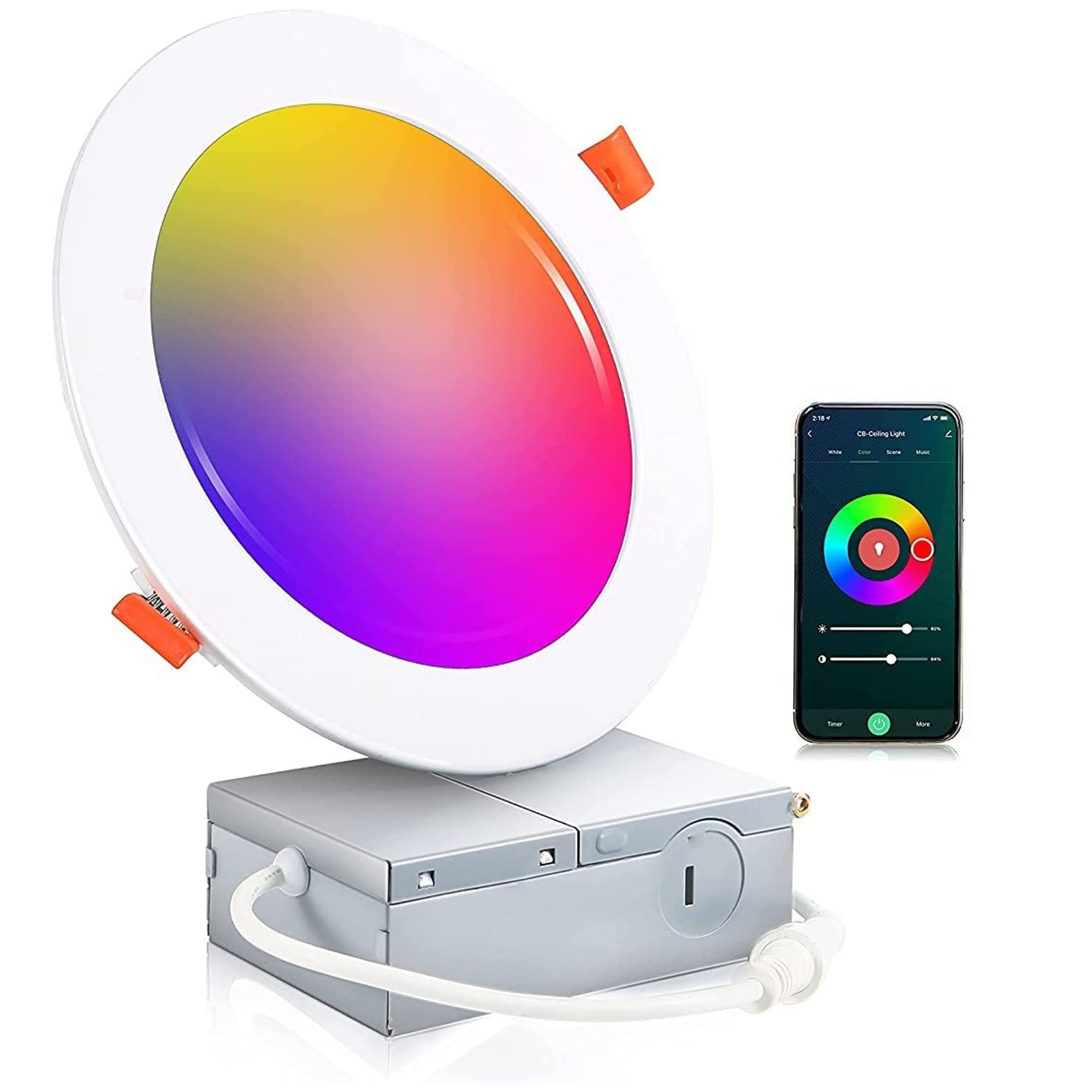 Wi Fi Led Slim Panel 4" Recessed Downlight with Junction Box,10w 600lm ...