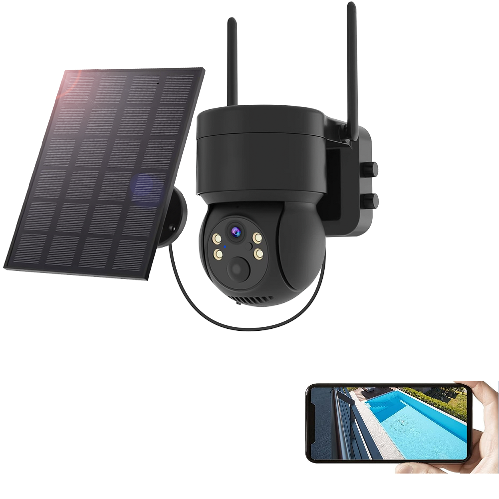 Wi-Fi Security Camera Outdoor,Solar Camera Wireless with 360° View ...