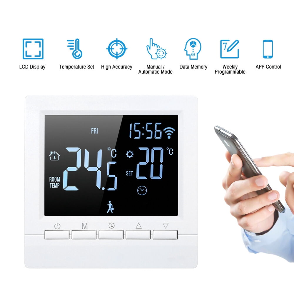 Wi-Fi Smart Thermostat Digital Temperature Controller APP Control LCD ...