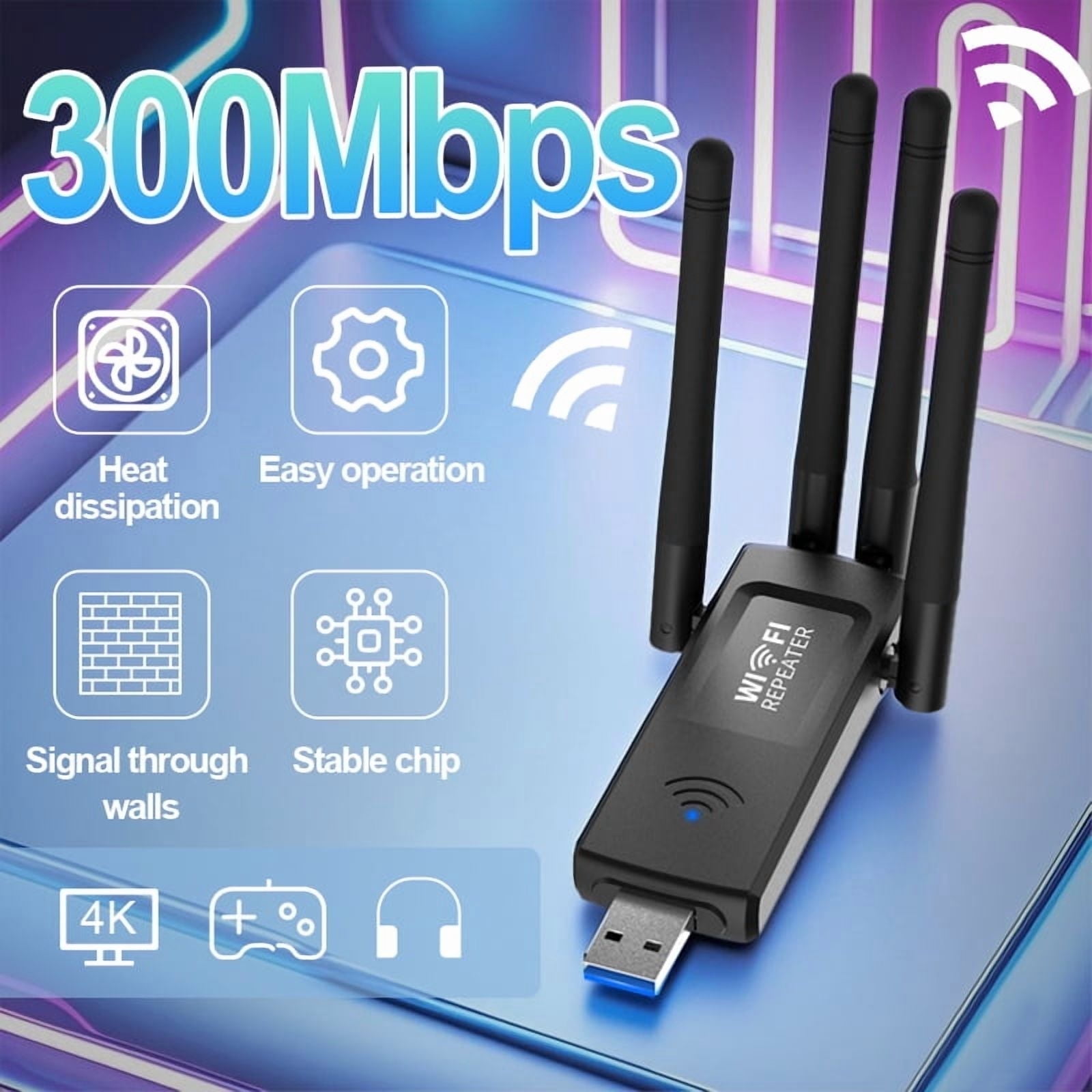 Ourlife USB WiFi Range Extender, 300Mbps Wireless Signal Booster with 4 ...