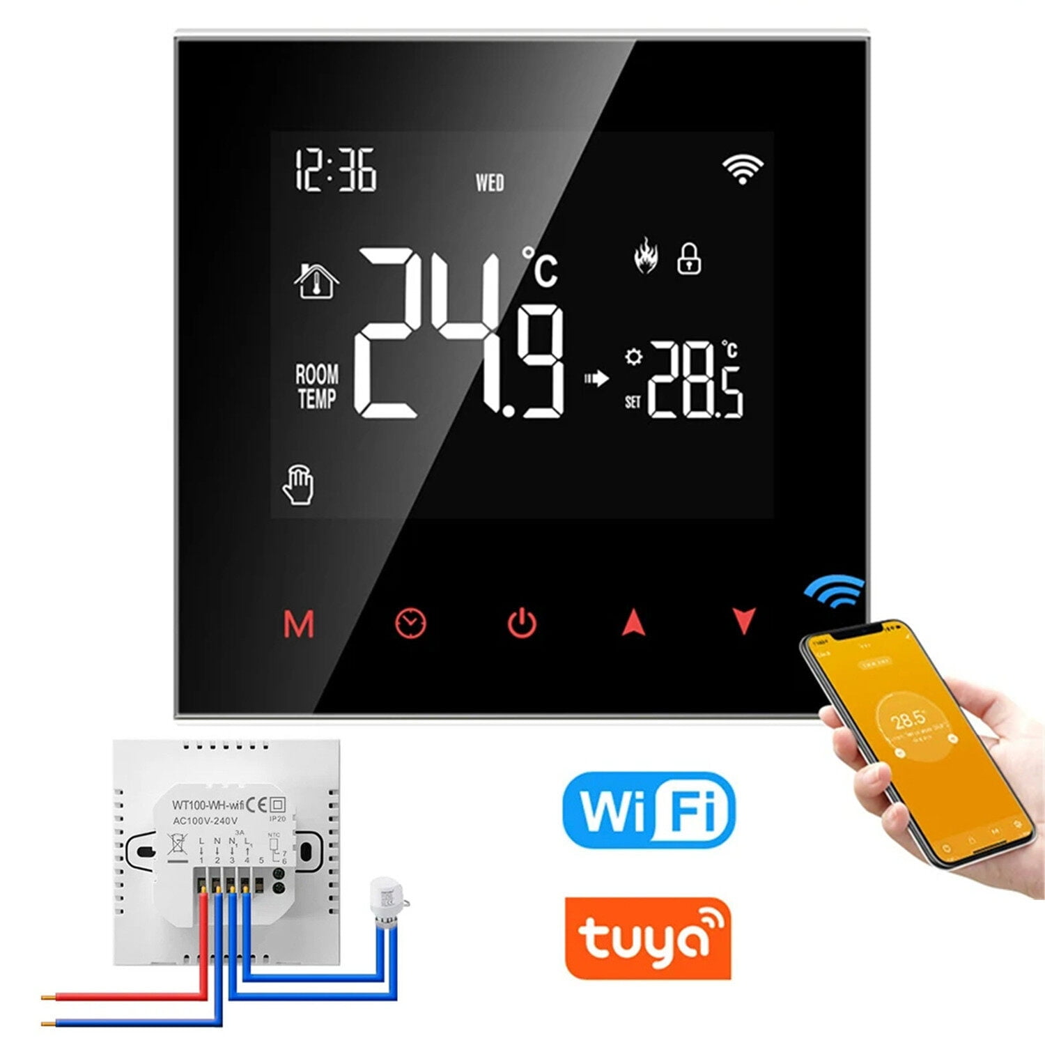 Wi Fi smart thermostat for water/gas boilers, digital thermostat for ...