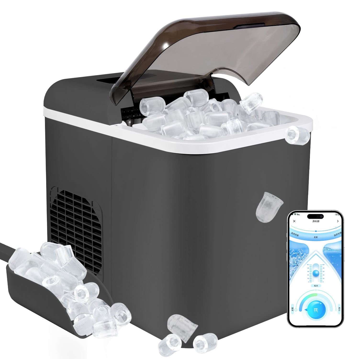 WiFI Smart Ice Maker Machine,9 Ice Cubes in 6 Mins,Tank Storage 1.3L ...