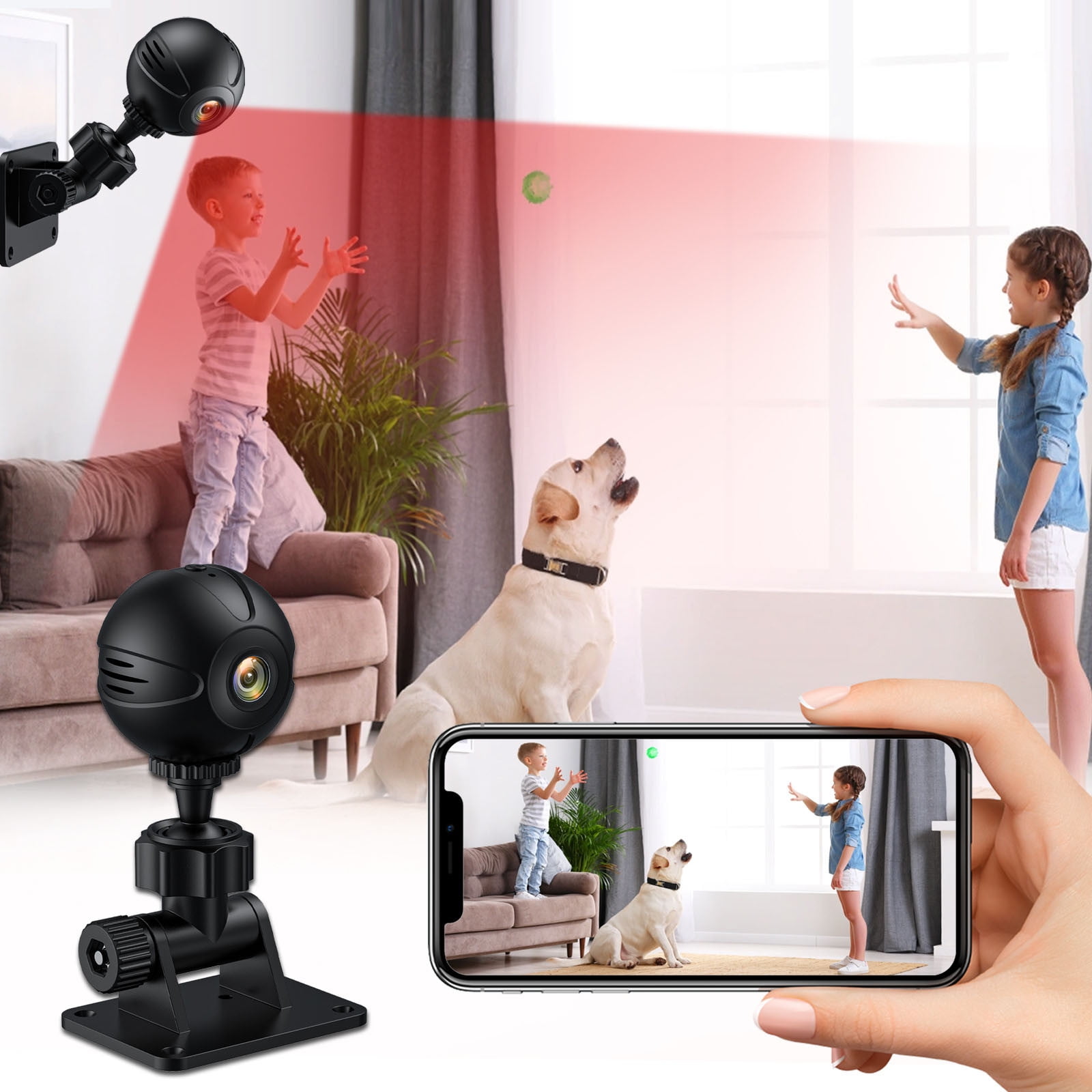 WiFi 1080p HD Circular Security Camera | Wireless Indoor/Outdoor ...