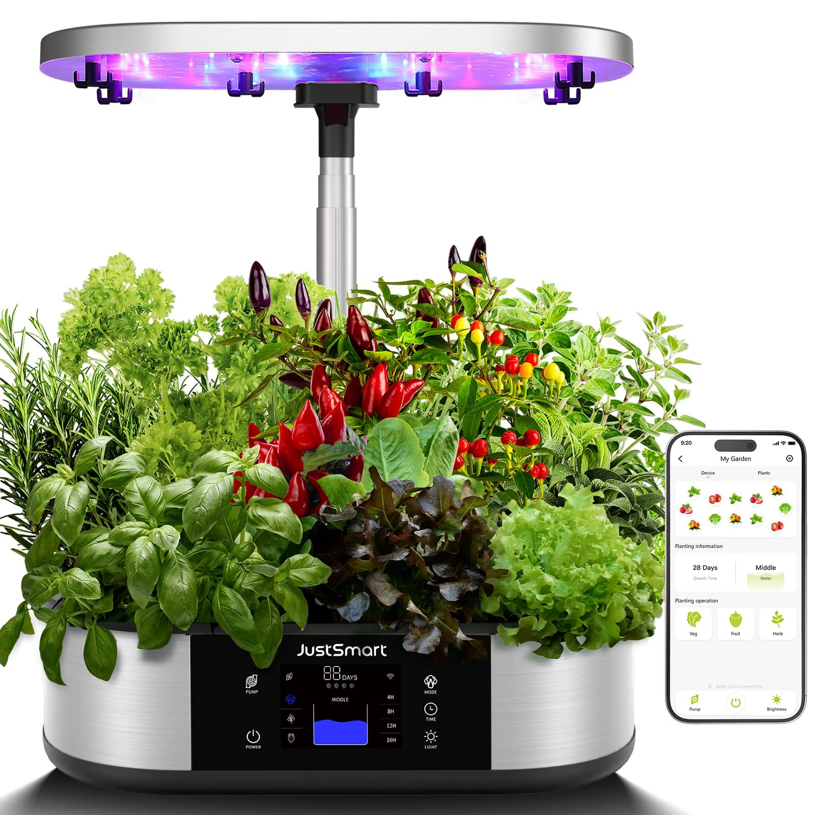 WiFi 12 Pods Hydroponics Growing System with APP Controlled, Indoor ...