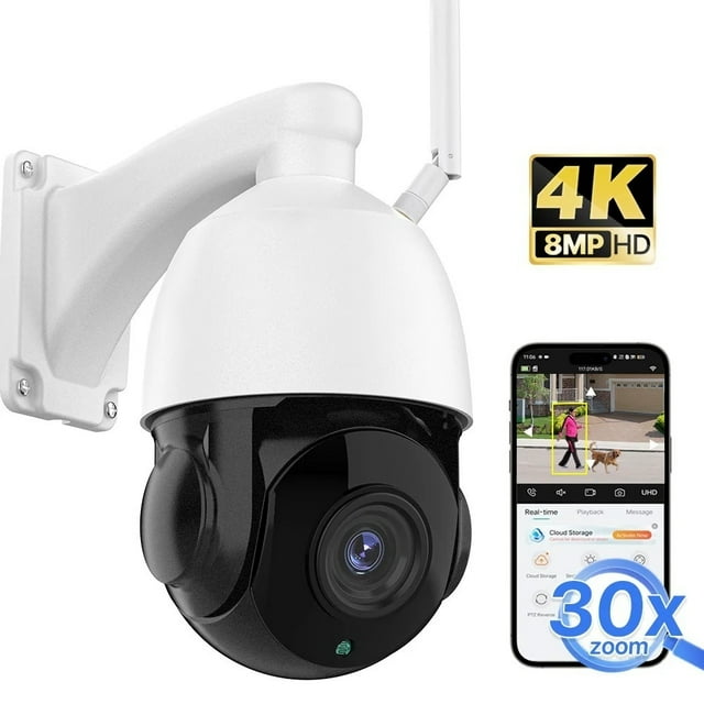 WiFi 4K 8MP POE PTZ Camera Waterproof 5MP 30X Zoom Auto Tracking Speed ...