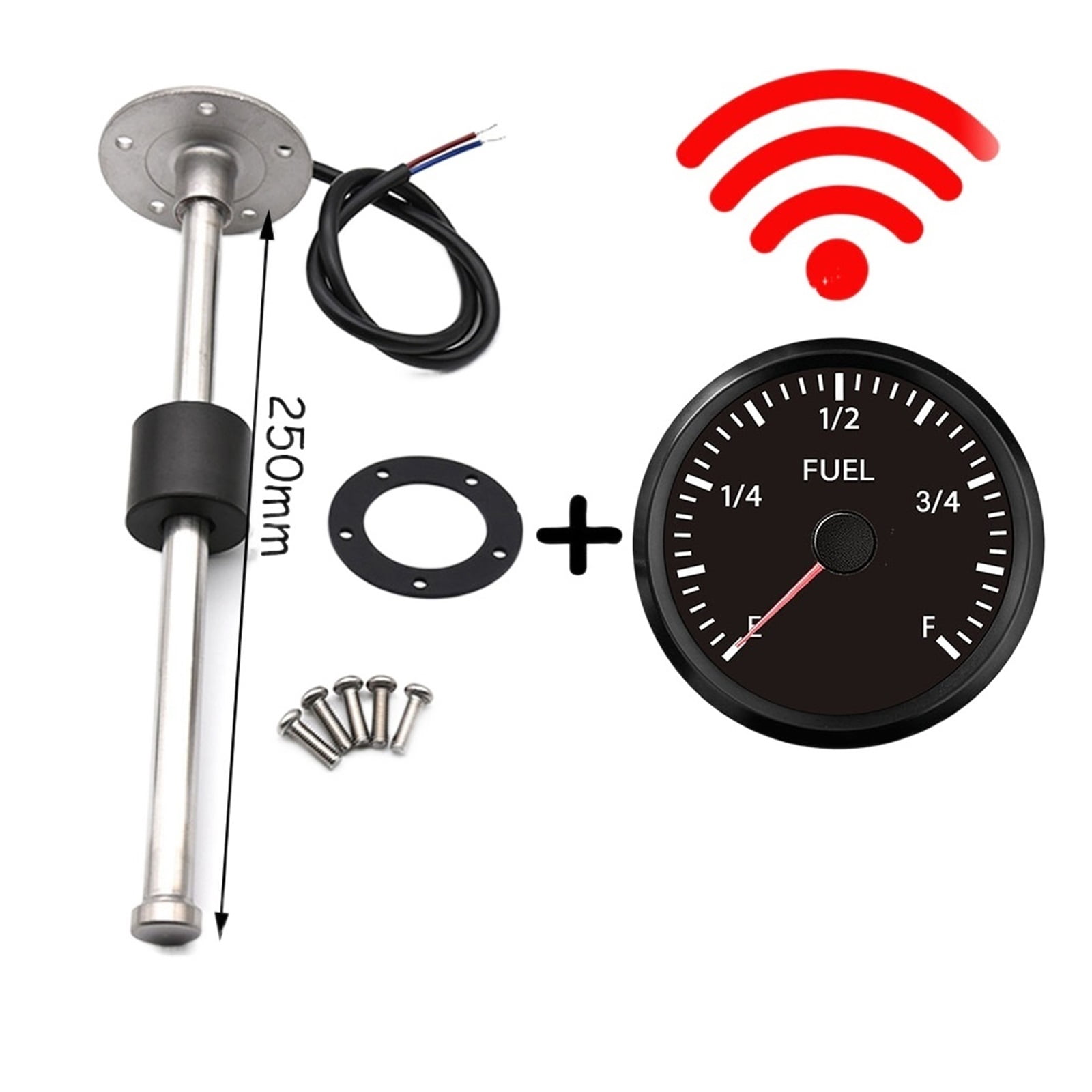 WiFi 52mm Fuel Level Gauge With Fuel Float Sensor 0-190ohm Oil Tank Level Indicator For Boat RV ...