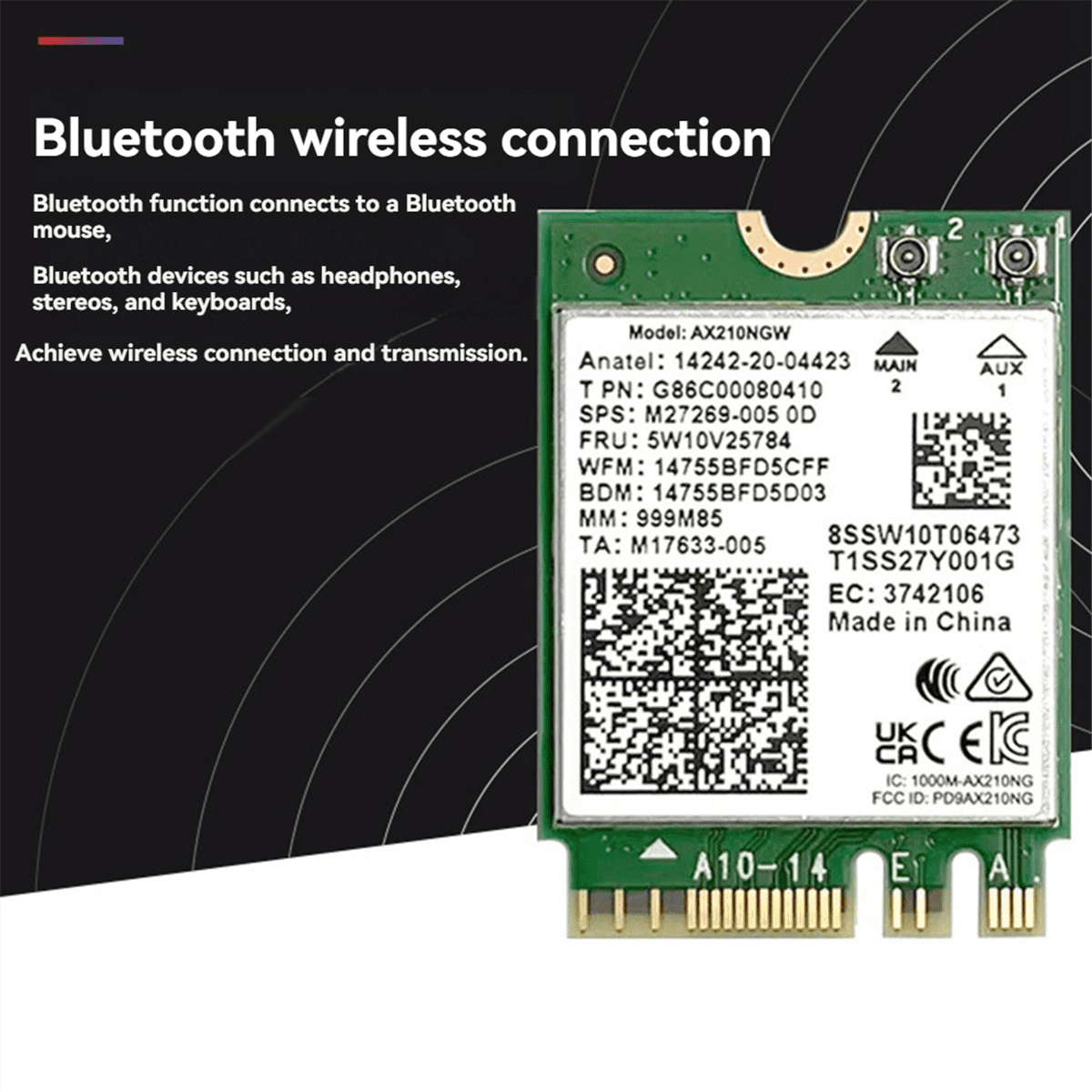 WiFi 6E AX210 Bluetooth 5..2 Wireless Network Card 5374Mbps 2.4Ghz 5Ghz 6Ghz 802.11ax Wifi ...