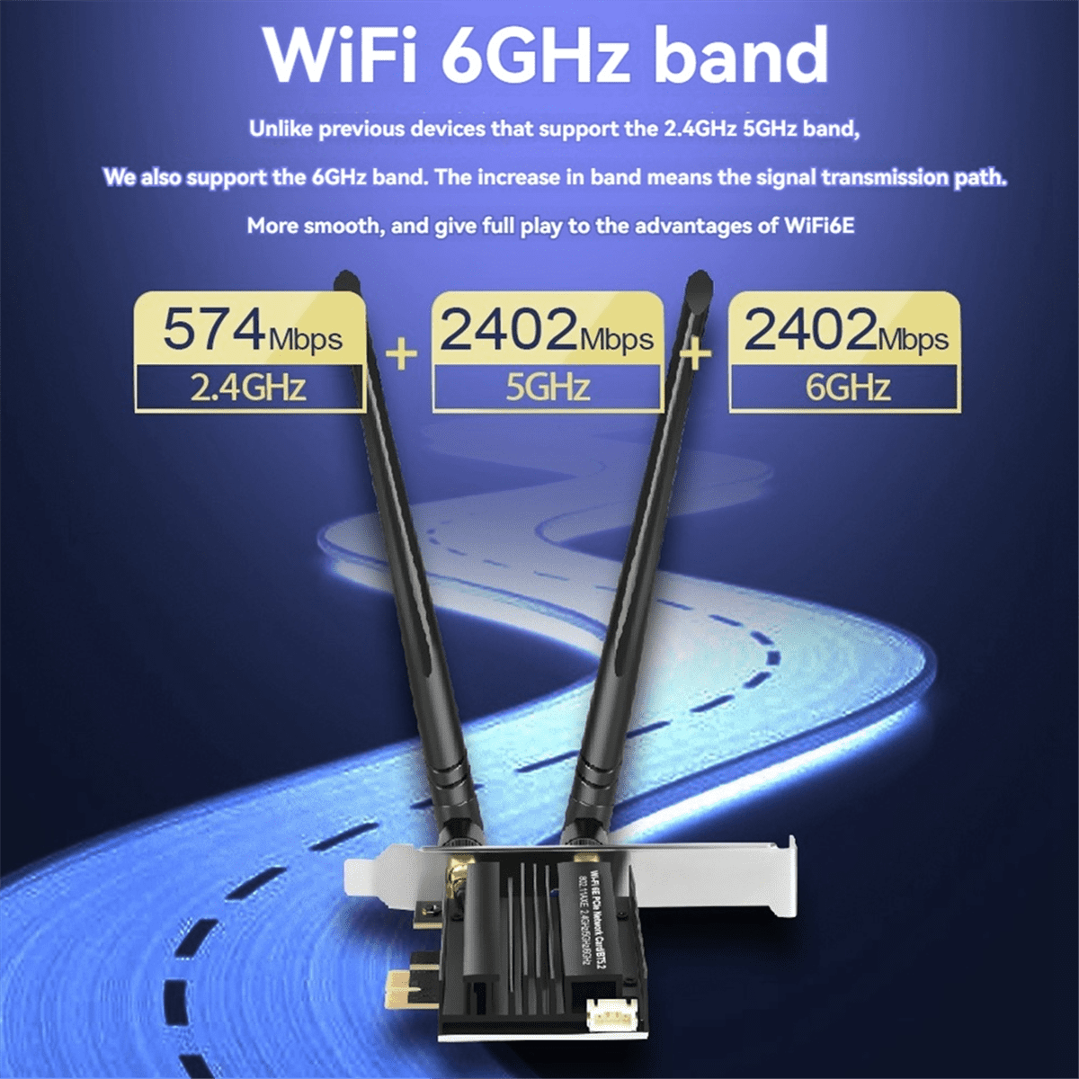 WiFi 6E PCIe Wireless Network Card 5374Mbps Bluetooth 5.2 Tri-Band 2.4G ...