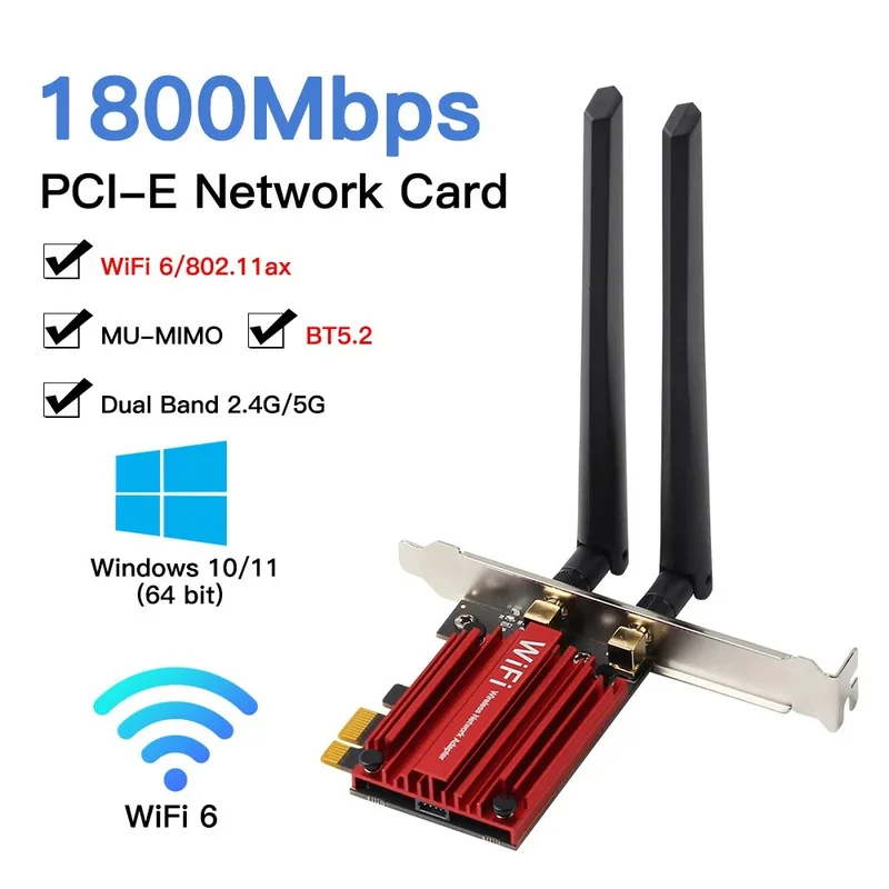 WiFi 6e 5400mbps tri band 2.4g/5g/6GHz wireless PCIe adapter compatible ...