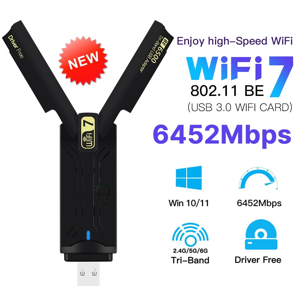 WiFi 7 USB3.0 Network Adapter BE6500 High Speed WiFi Card for Desktop ...