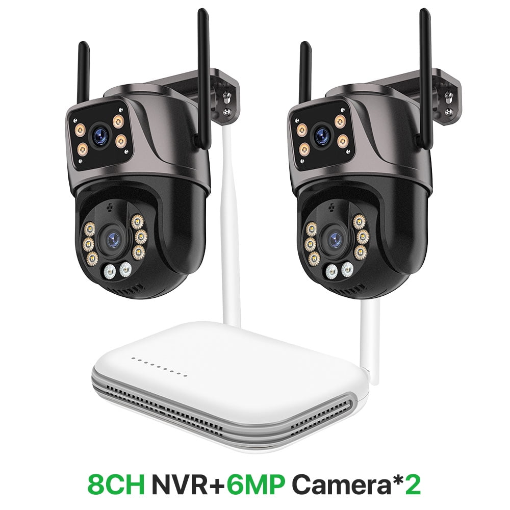 WiFi 8CH NVR 3K 6MP Trackable PTZ Security Camera External Dual Lens ...