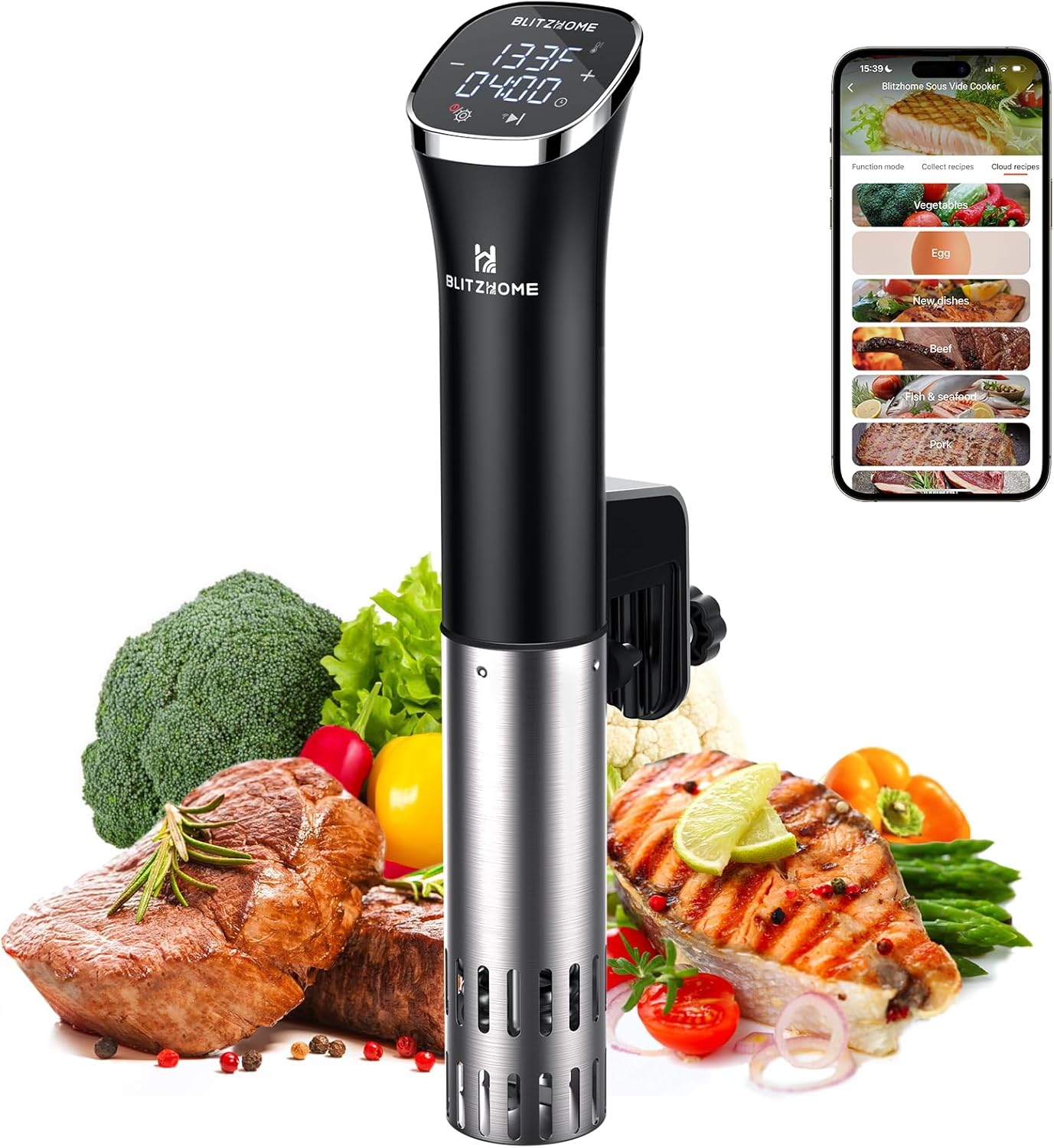 WiFi APP/Touch Control Sous Vide Cooker, Compact 1000W Machine with ...