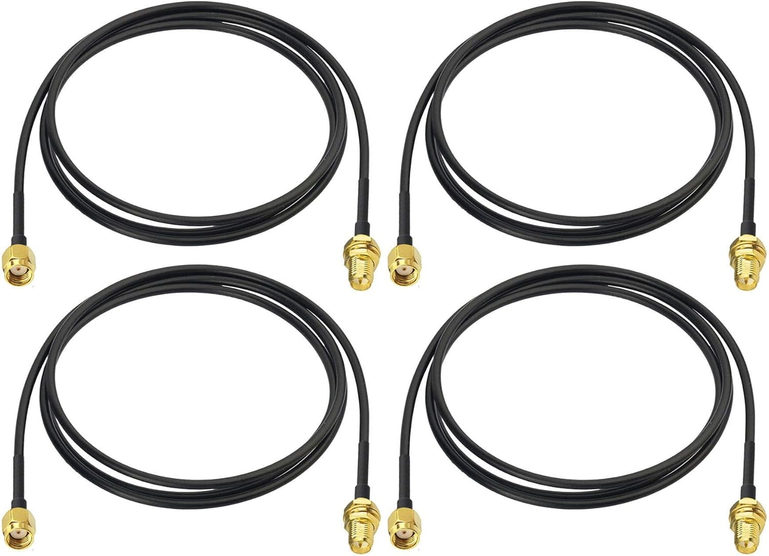 WiFi Antenna Extension Cable 4-Pack RP-SMA Male to RP-SMA Female ...