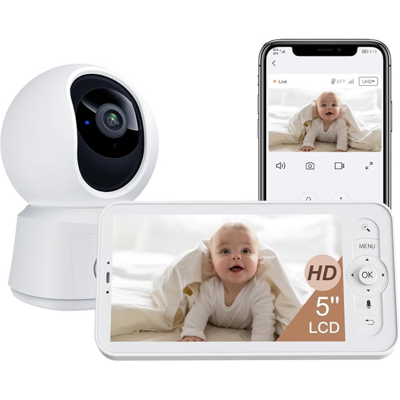 WiFi Baby Camera Monitor B2 Kit 2026 Upgraded, 5-inch Wireless Display ...