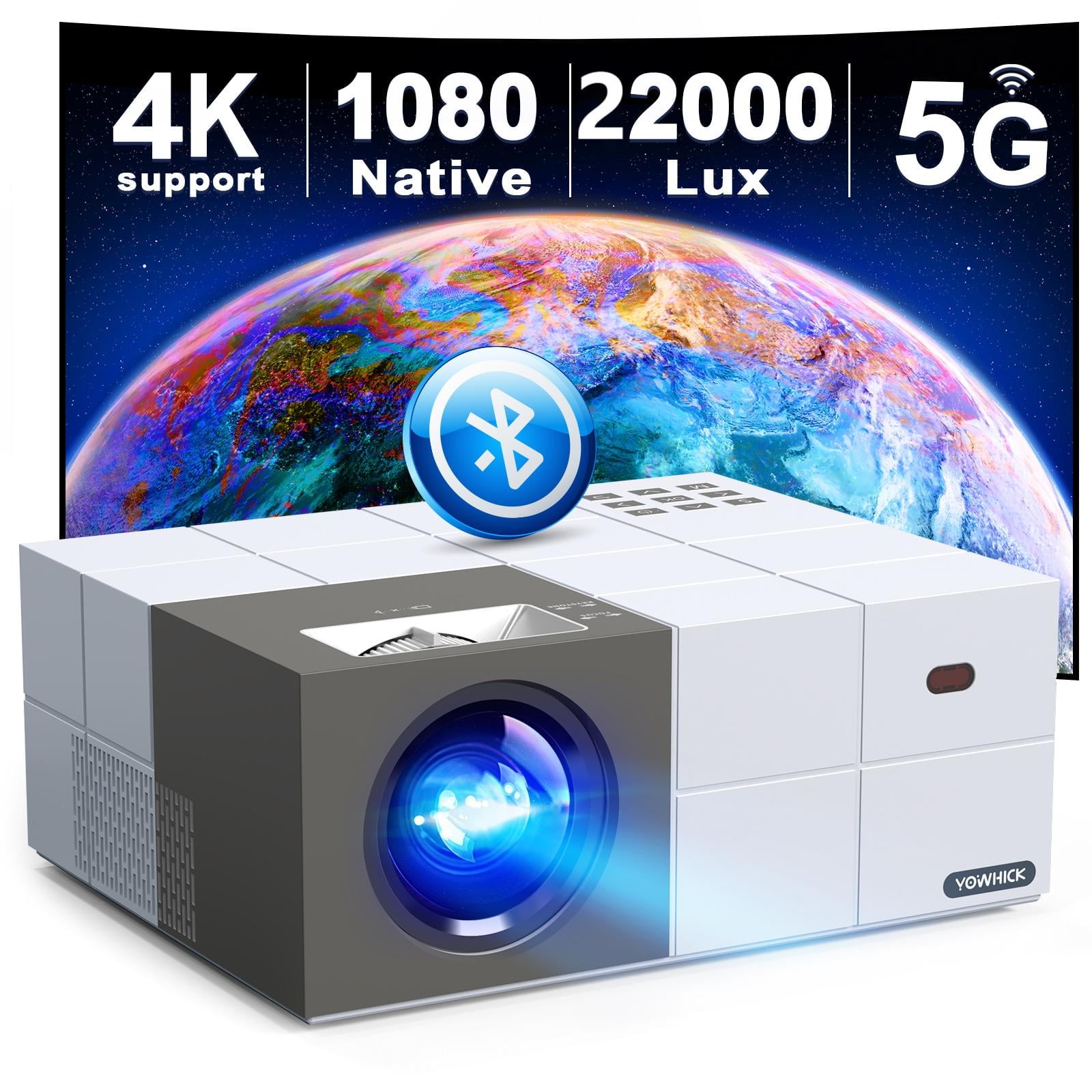 WiFi & Bluetooth 4K Projector, Full HD Native Movie Projector, Zoom ...