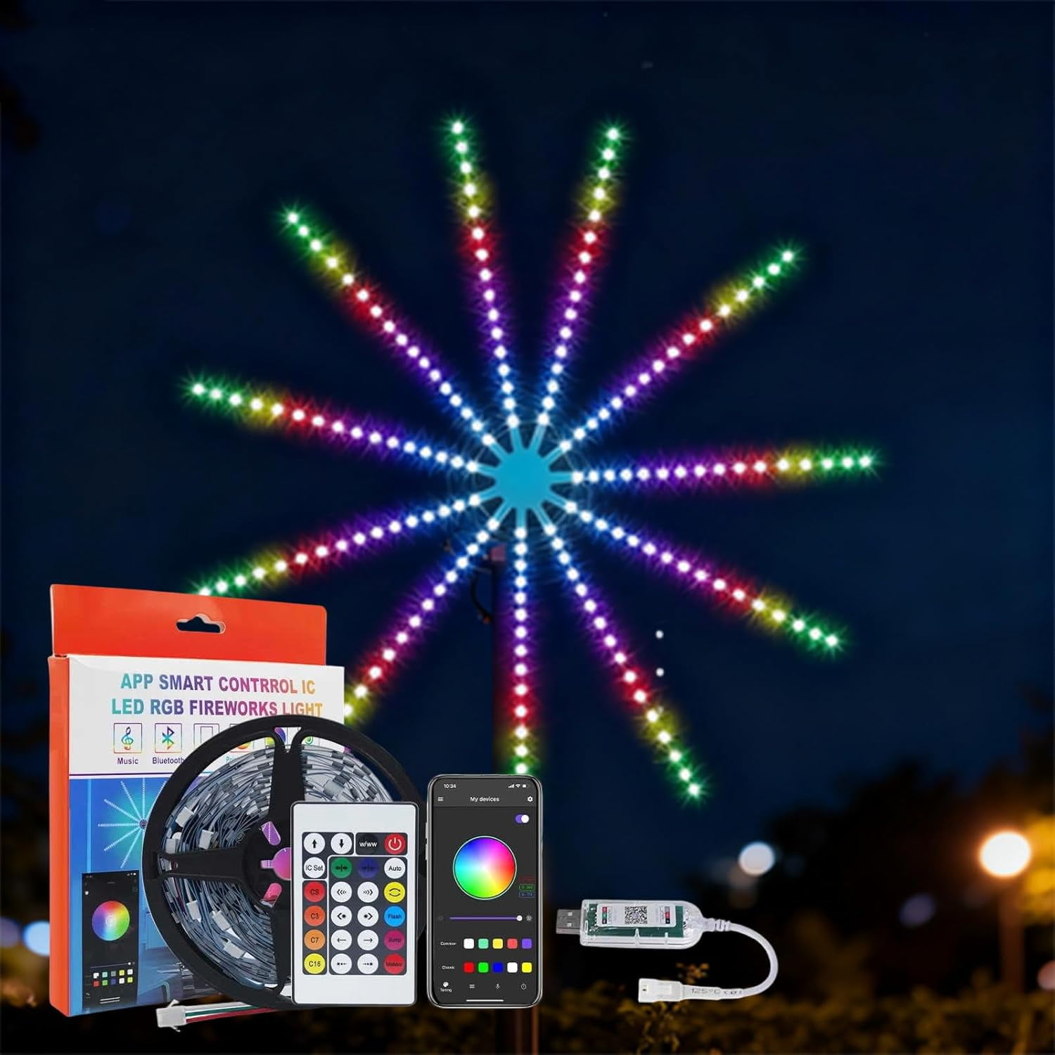 WiFi Bluetooth Smart Fireworks LED Light with App and Remote Control ...