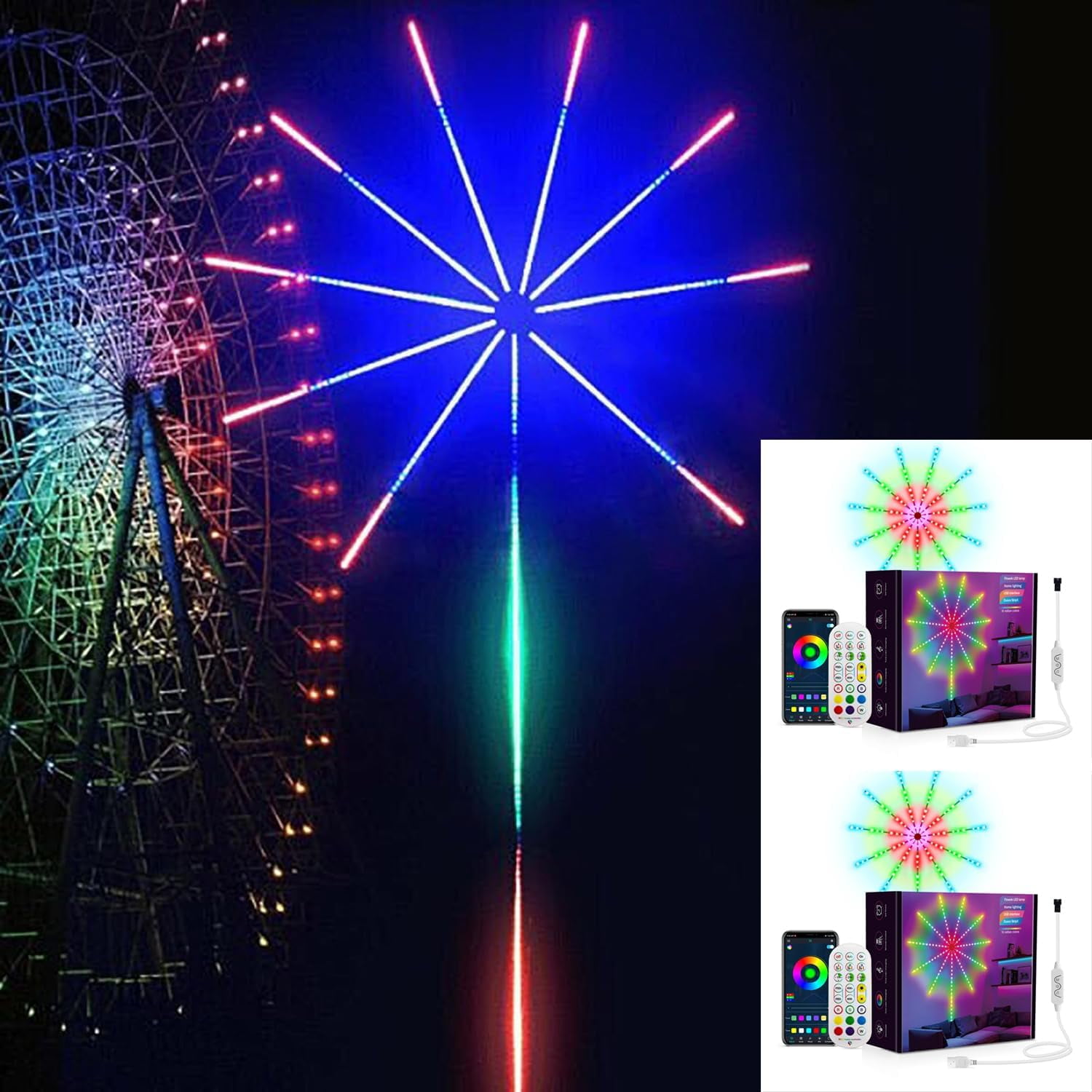 WiFi Bluetooth Smart Fireworks LED Light Outdoor, Energetkind LED ...
