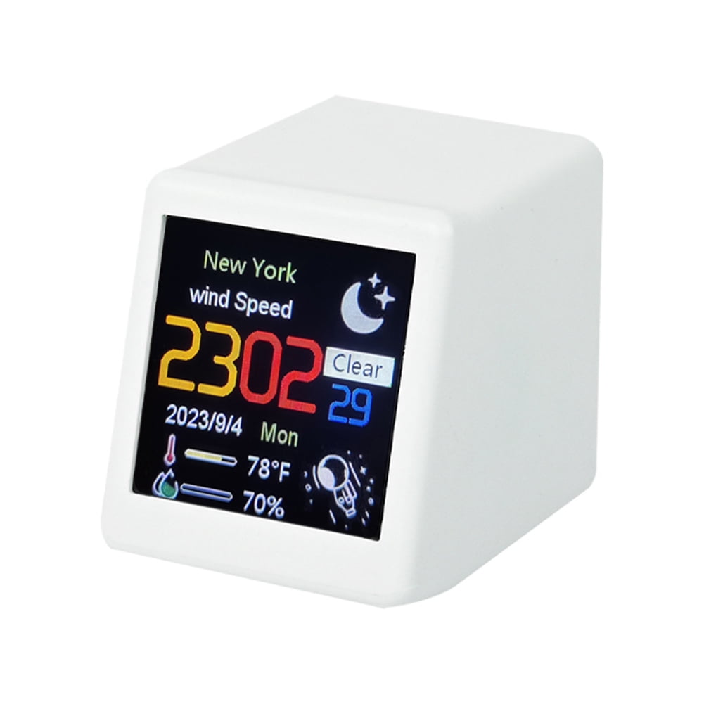 WiFi Clock Desktop Digital Weather Clock Smart Weather Station (White ...