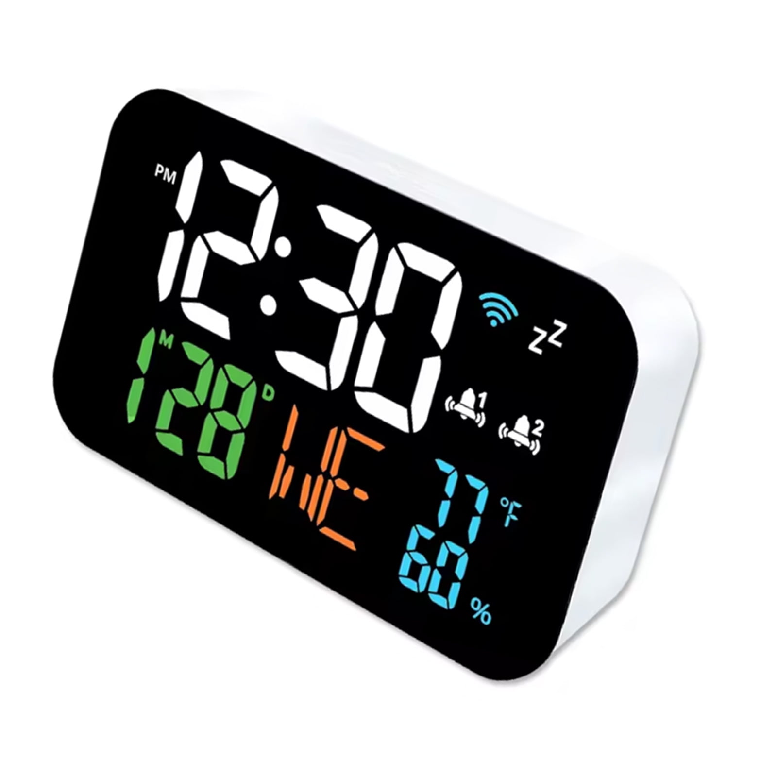 WiFi Digital Clock Calendar Indoor Temperature Humidity Large Screen ...
