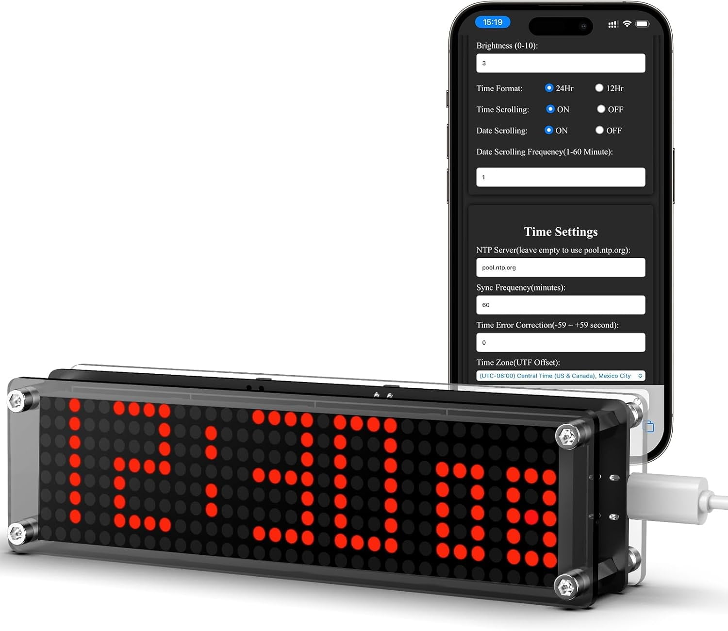 WiFi Digital Clock with LED Matrix Display | ESP8266 NTP Time Sync Clock | Customizable Sync ...