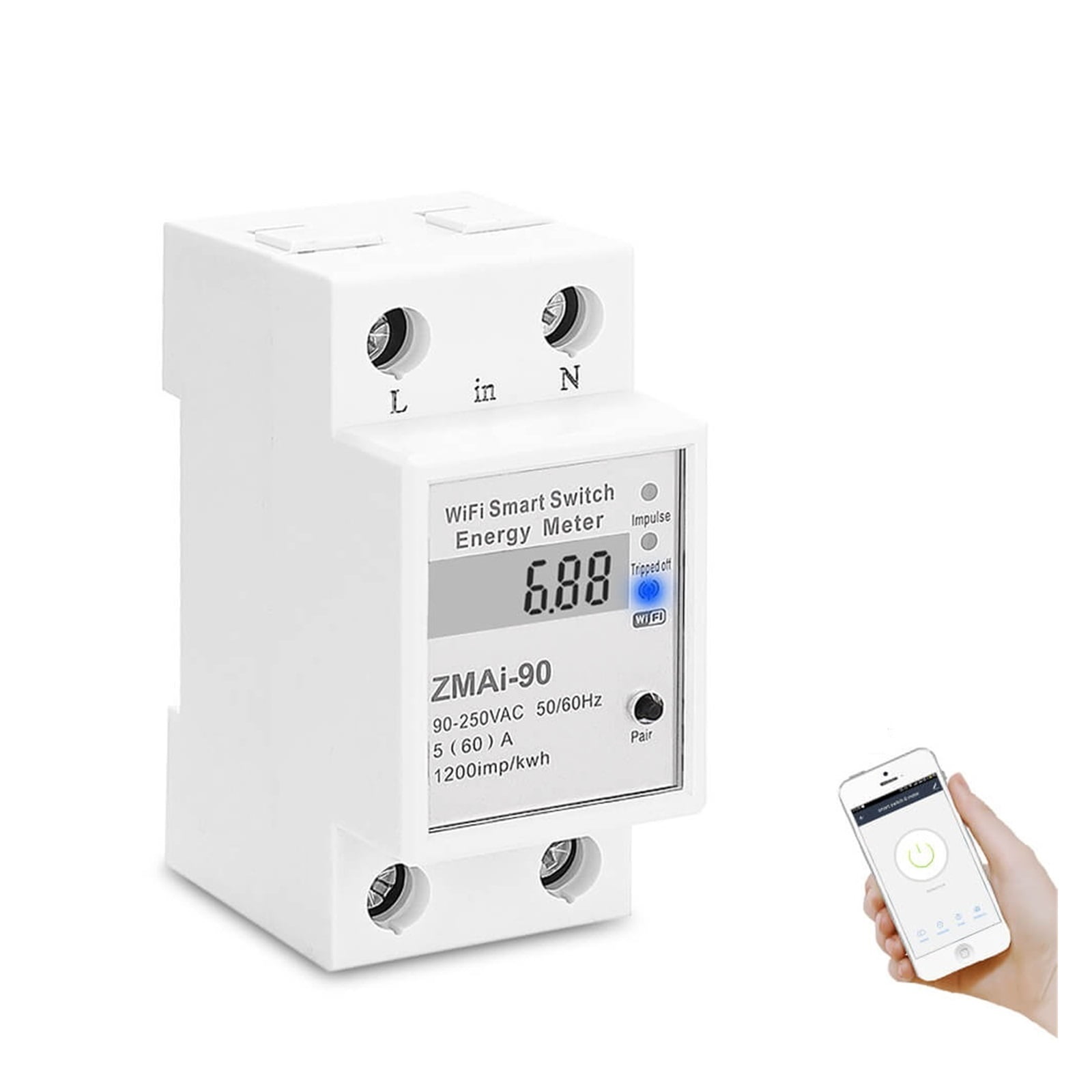 WiFi Digital Electric Energy Meter Tuya Control Smart Home Timer Remote ...