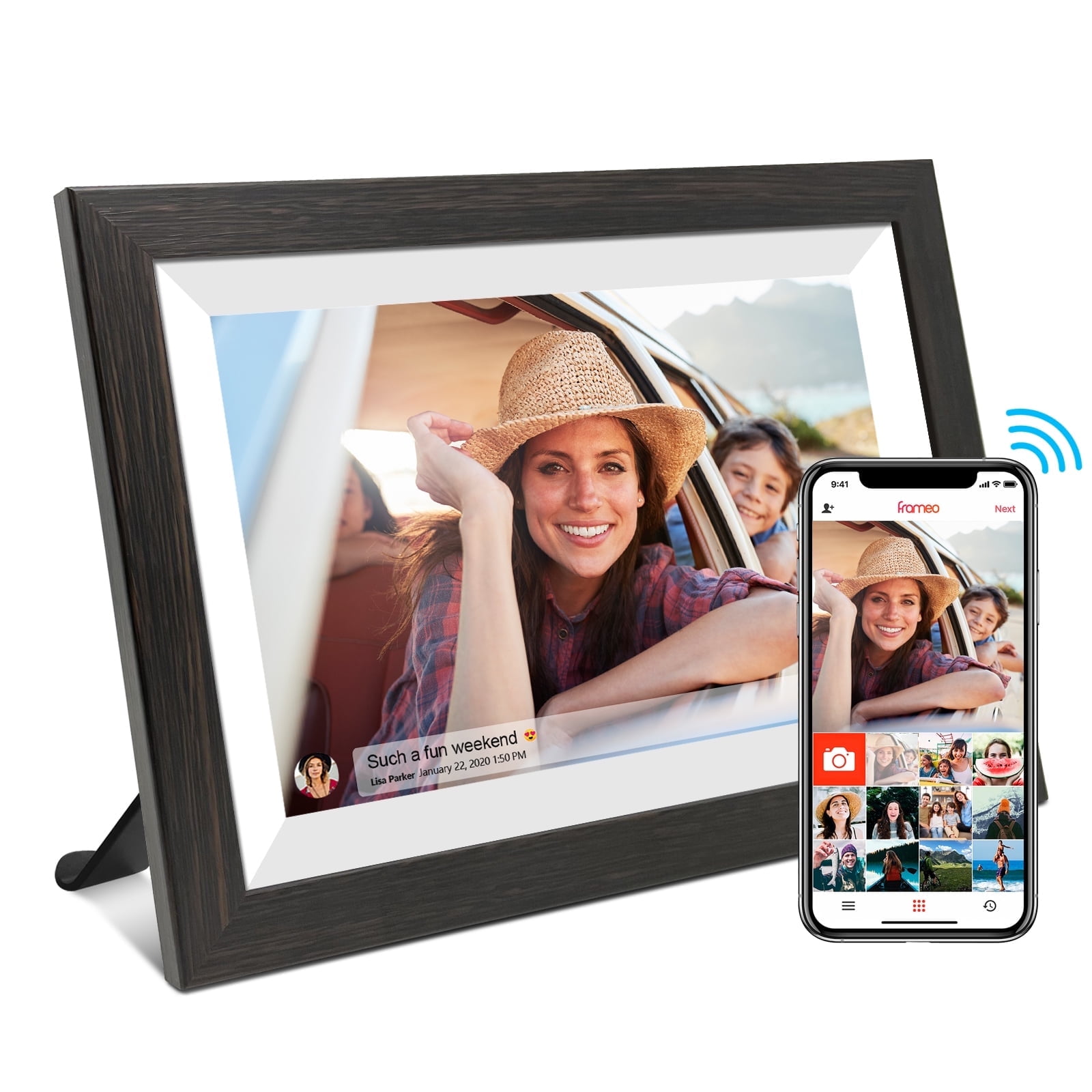 "WiFi Smart Digital Picture Frame, 10.1"" HD Touch Screen, Auto-Rotate ...