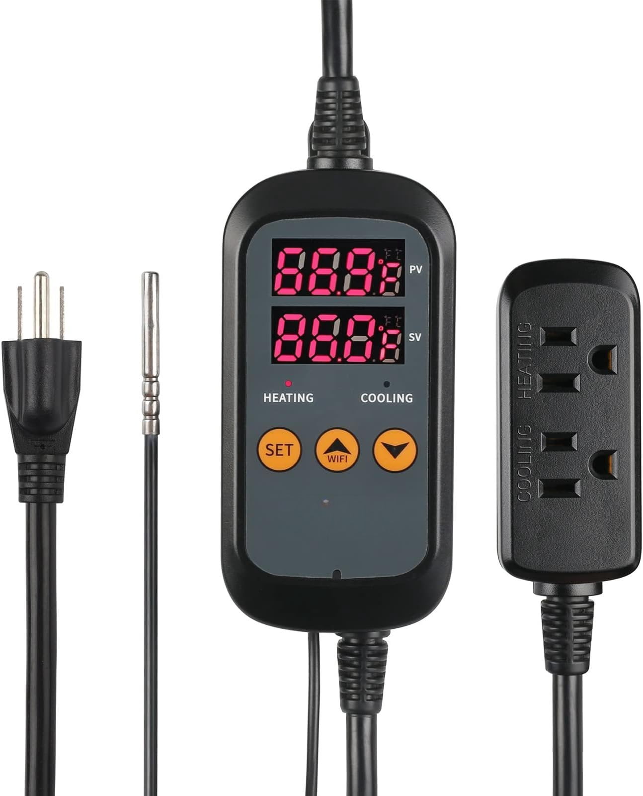 WiFi Digital Temperature Controller Heating Cooling, Works with Alexa ...