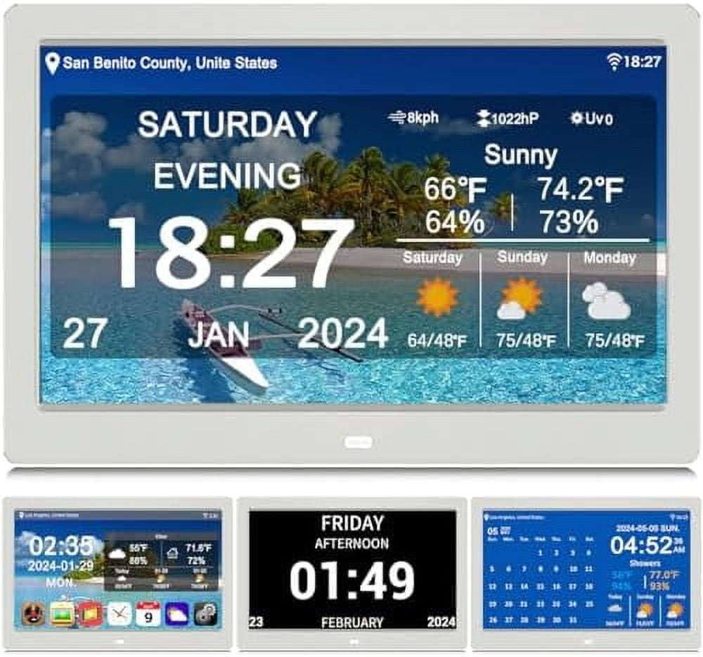 WiFi Digtial Calendar Clock with Day and Date Alarm Clock with Weather ...