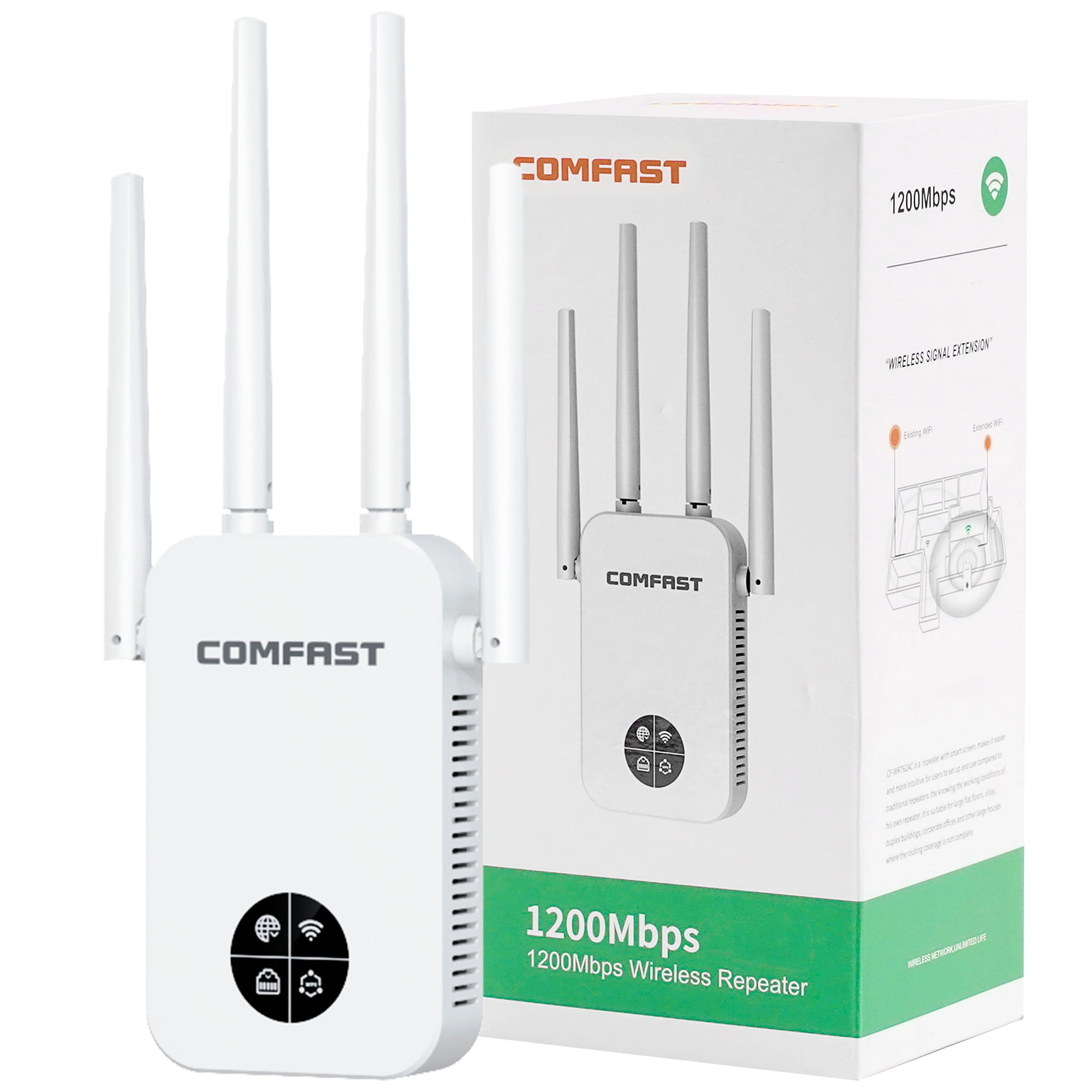 WiFi Extender, 2024 Fastest WiFi Booster 1200Mbps Dual Band (5.8GHz/2 ...