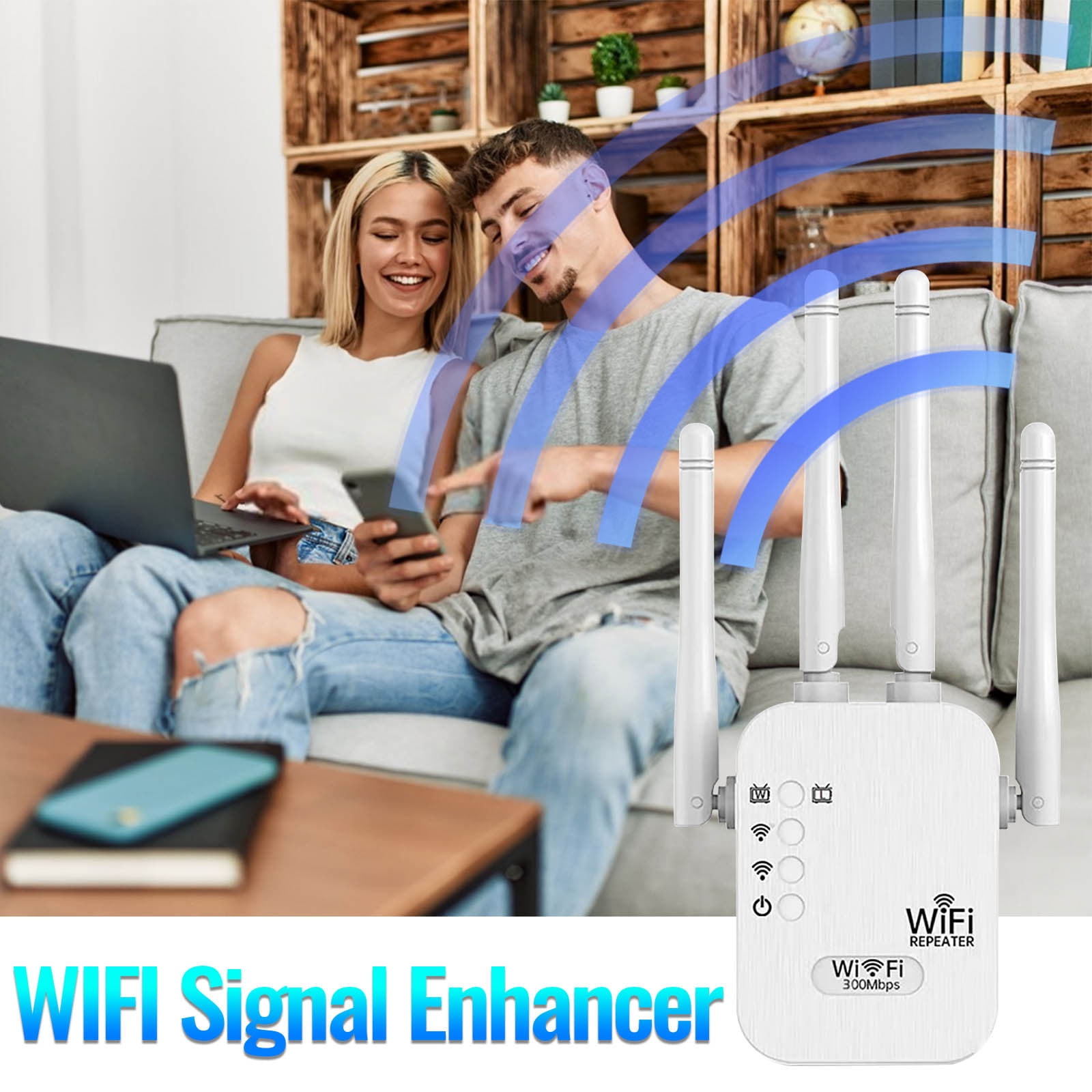 WiFi Extender 300M Wireless Repeater Signal Booster Through Wall Range ...