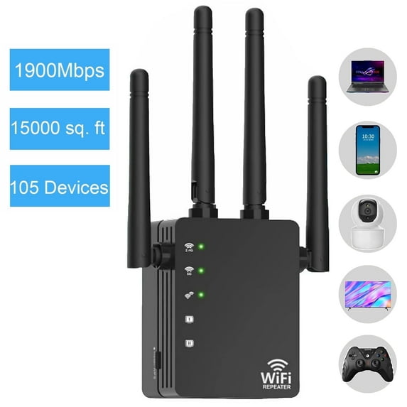 WiFi Extender Booster: 1200Mbps, Cover Up to 12880 sq. ft & 105 Devices ...