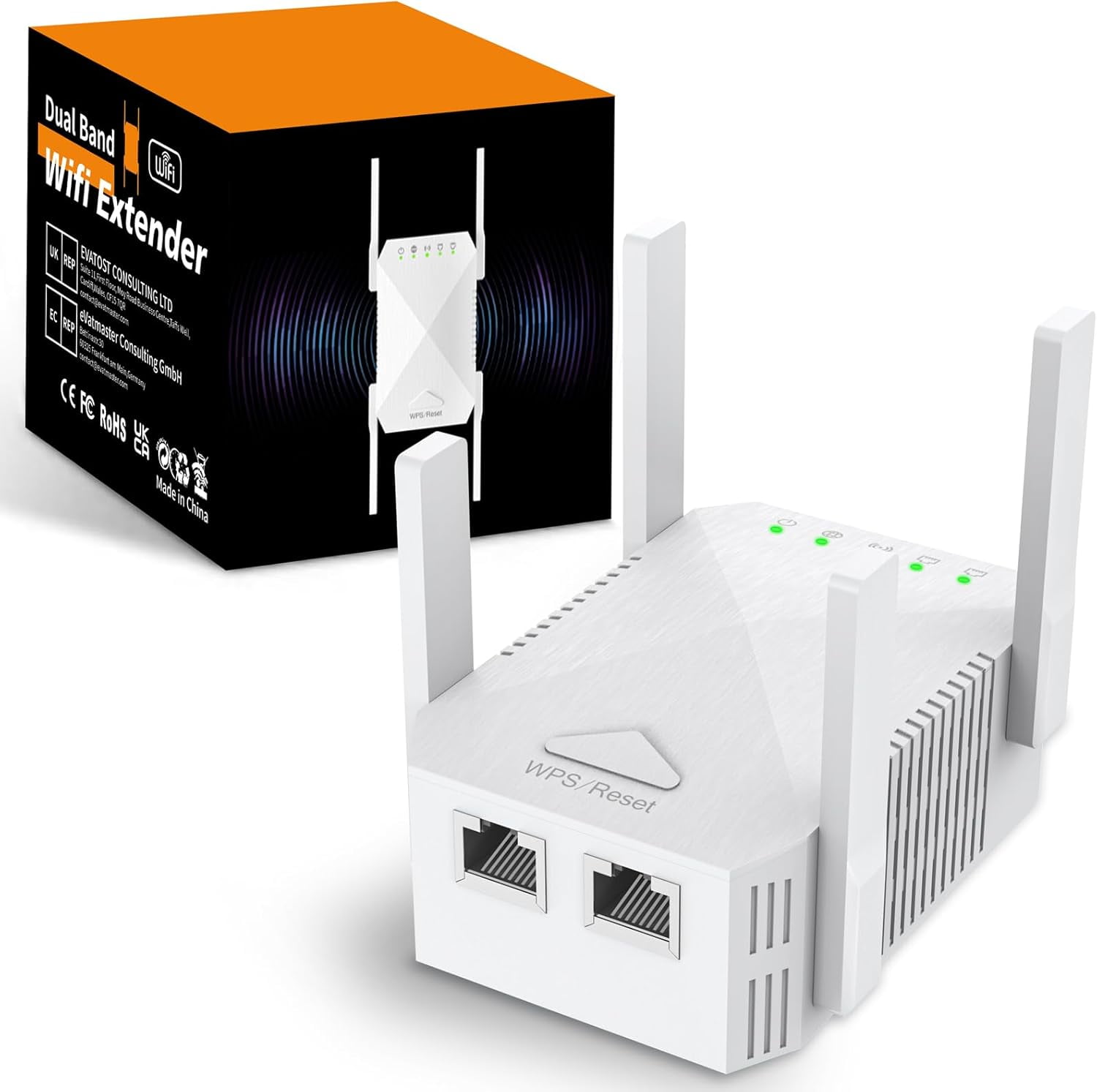 WiFi Extender Signal Booster with 4 High-Gain Antennas, Covers Up to ...
