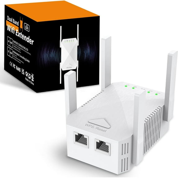 WiFi Extender Signal Booster with 4 High-Gain Antennas, Covers Up to ...