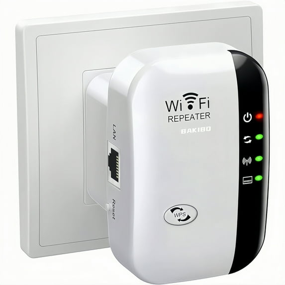 bakibo WiFi Extender Signal Booster, Supports 50 Devices, Up to 5000sq ...