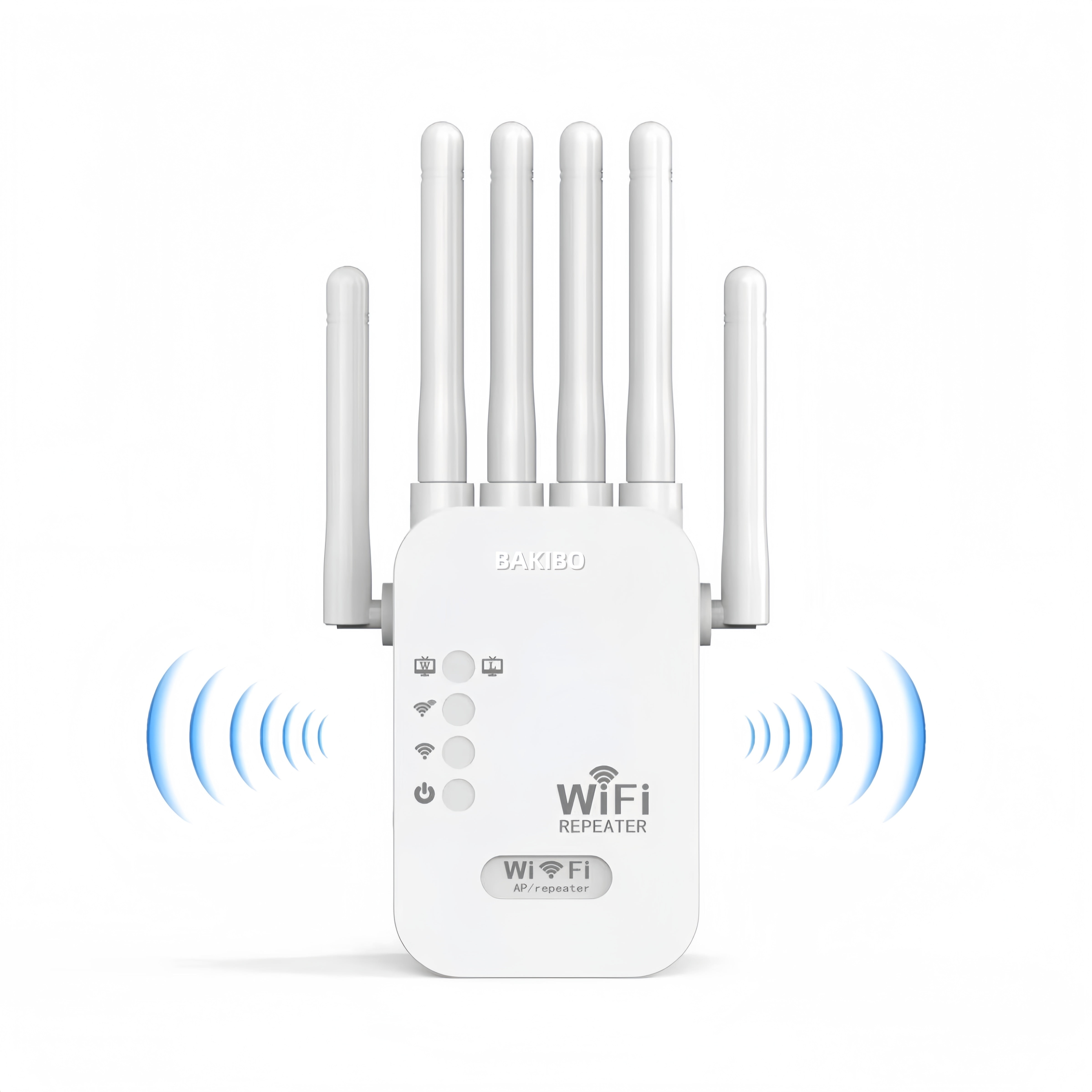 WiFi Extender Signal Booster, 6 Antennas WiFi Booster (2.4GHz) 300Mbps ...