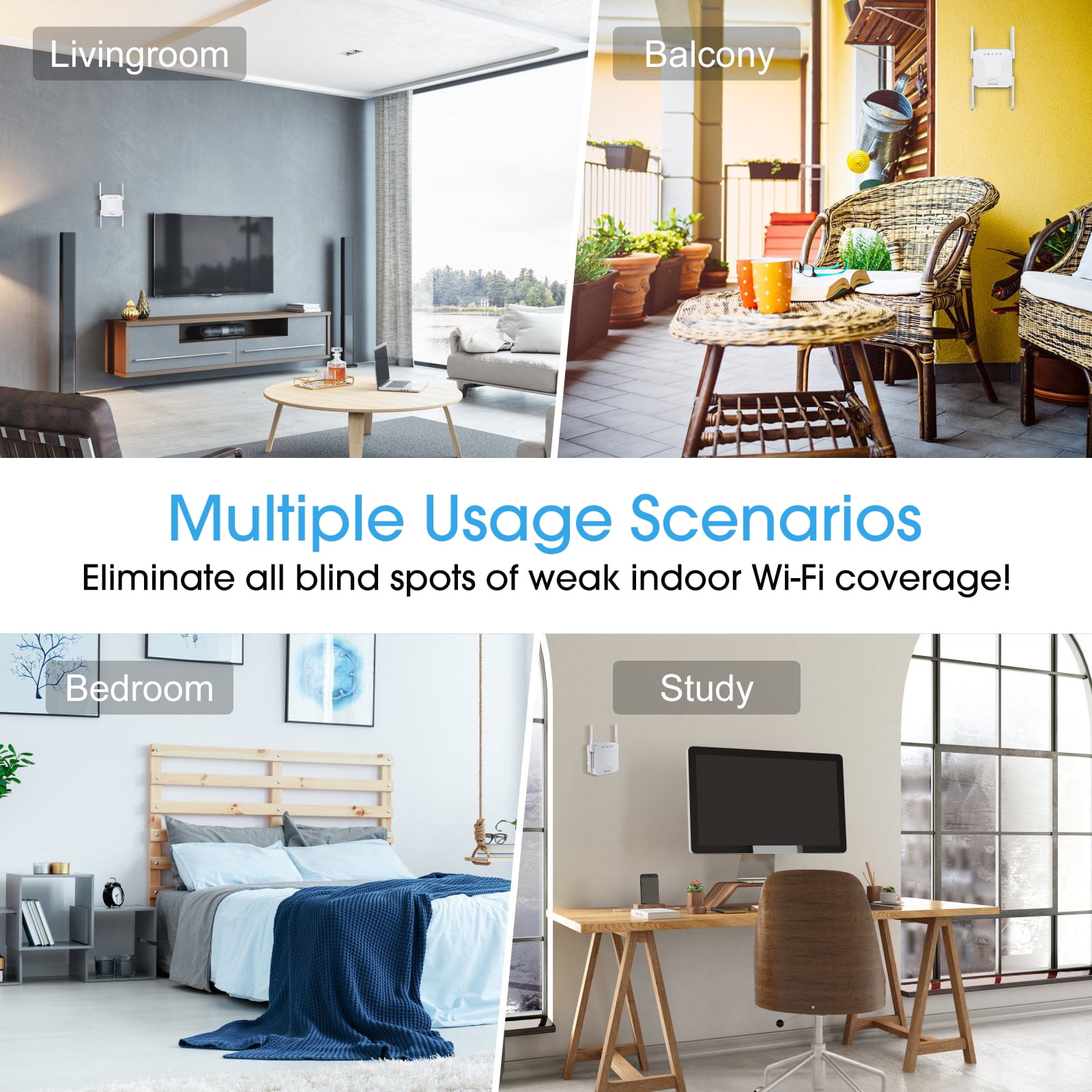WiFi Extender Signal Booster for Home, Up to 1200Mbps Speed, Covers Up ...