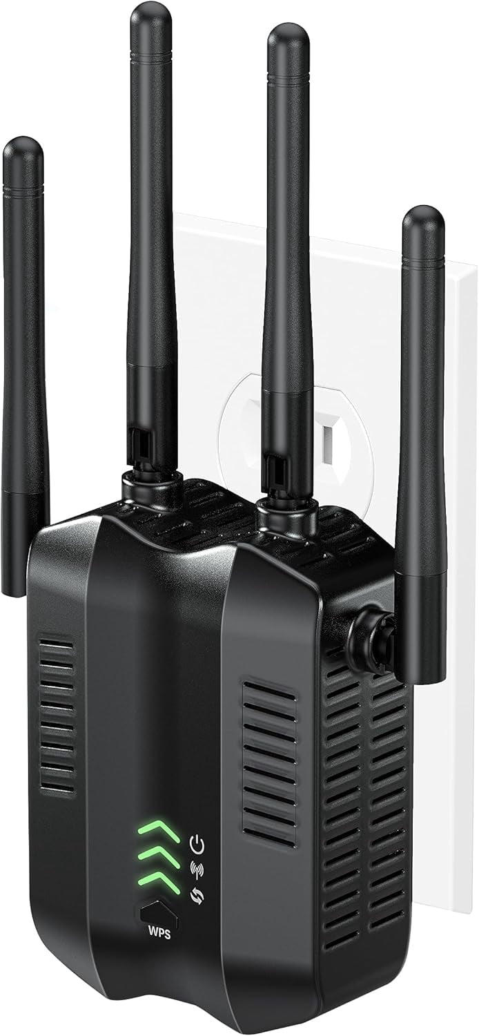 WiFi Extender Signal Booster for Home,4 High-Gain Antennas, Covers Up ...