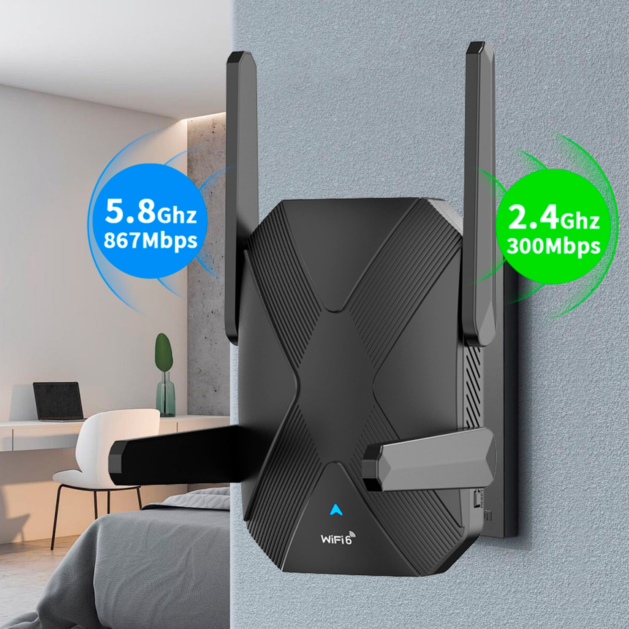 WiFi Extender, WiFi Extender Signal Booster with Gigabit Ethernet Port ...