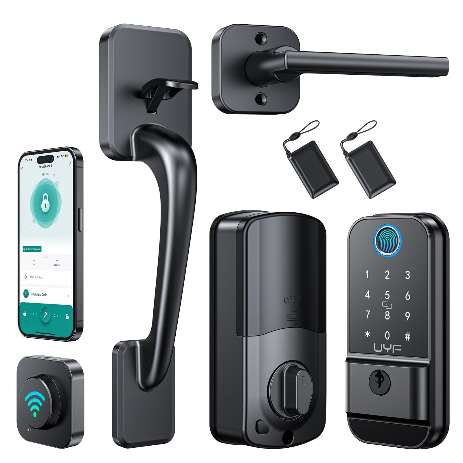 WiFi Front Door Lock Set: Keyless Entry Door Lock Deadbolt with Handle ...