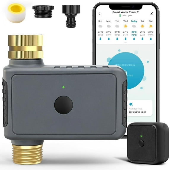 WiFi Hose Timer - Brass Inlet & Outlet, Voice/App Control Sprinkler ...