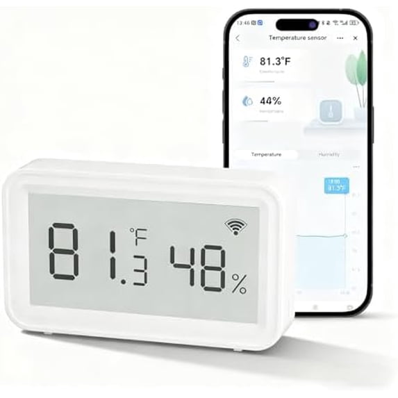 WiFi Hygrometer, Indoor Temperature Humidity Sensor with Display, App ...