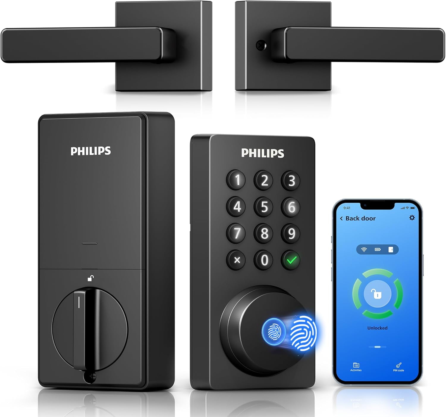 WiFi Keypad Door Lock with Handle, Built-in WiFi, APP Remote Control ...