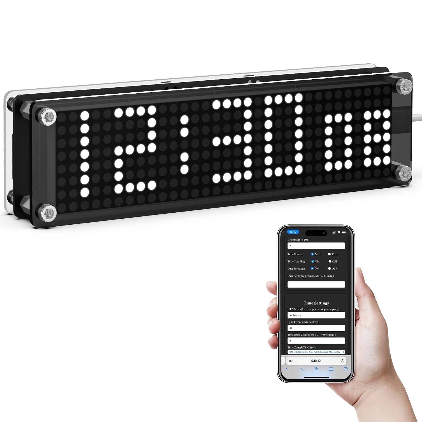 WiFi Matrix Clock with Time Sync,Smart Clock with Custom Sync Frequency ...