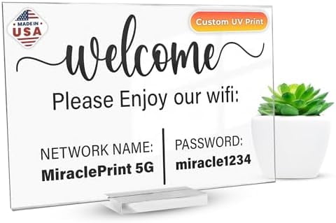 WiFi Password Sign – QR Code & Clear Display Stand for Business, Home ...