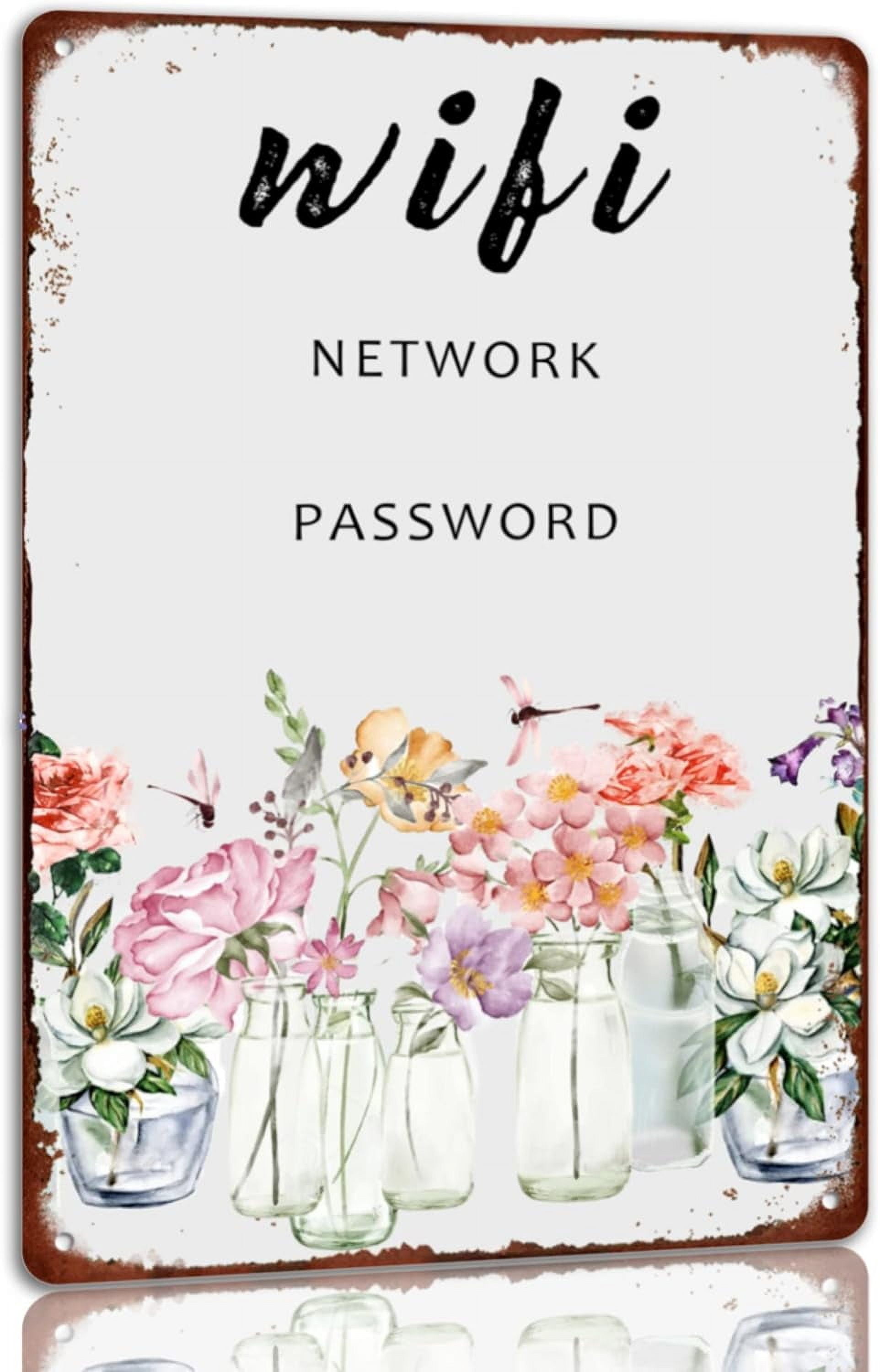 WiFi Password Tin Sign WiFi Network Metal Sign Flower Guest Dragonfly ...
