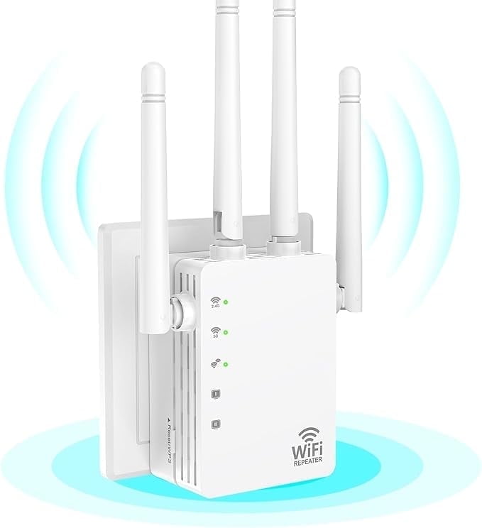 WiFi Range Extender Signal Booster, 5G 1200Mbps Dual-Band Extender for Home & Office, Up to ...