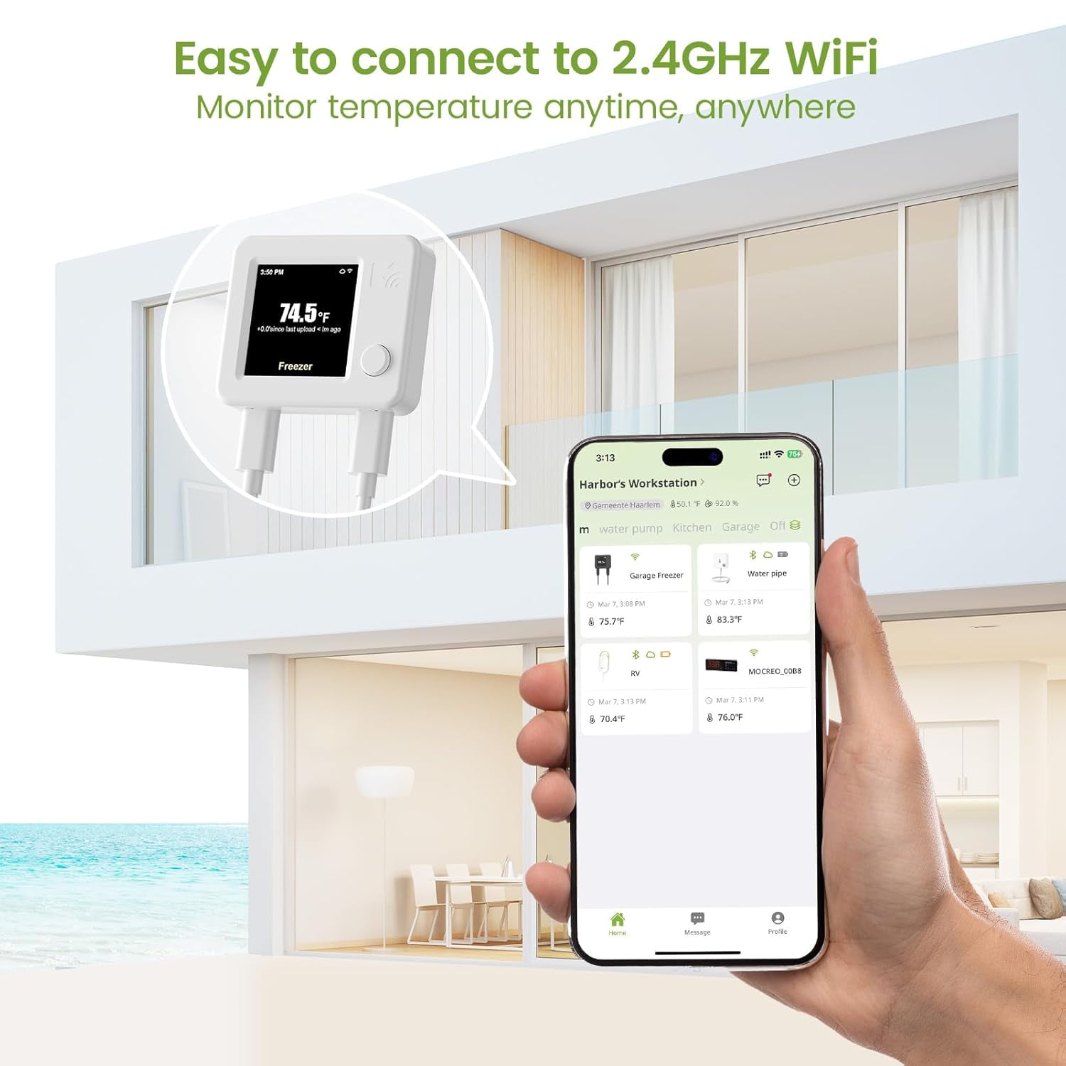 WiFi Refrigerator Thermometer with Freezer Alarm, Digital Temperature ...