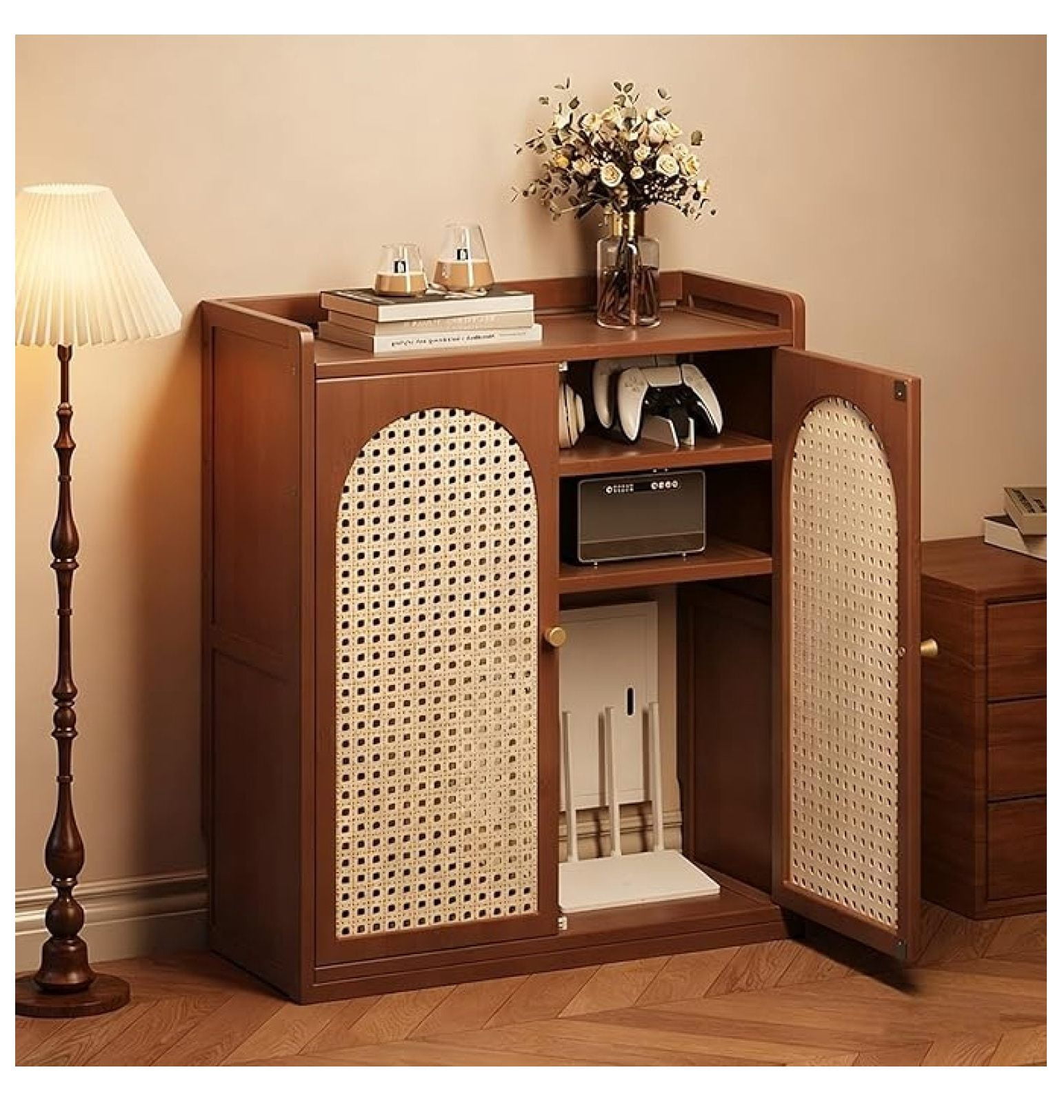 WiFi Router Storage Cabinet, Floor Standing WiFi Router Storage Box ...