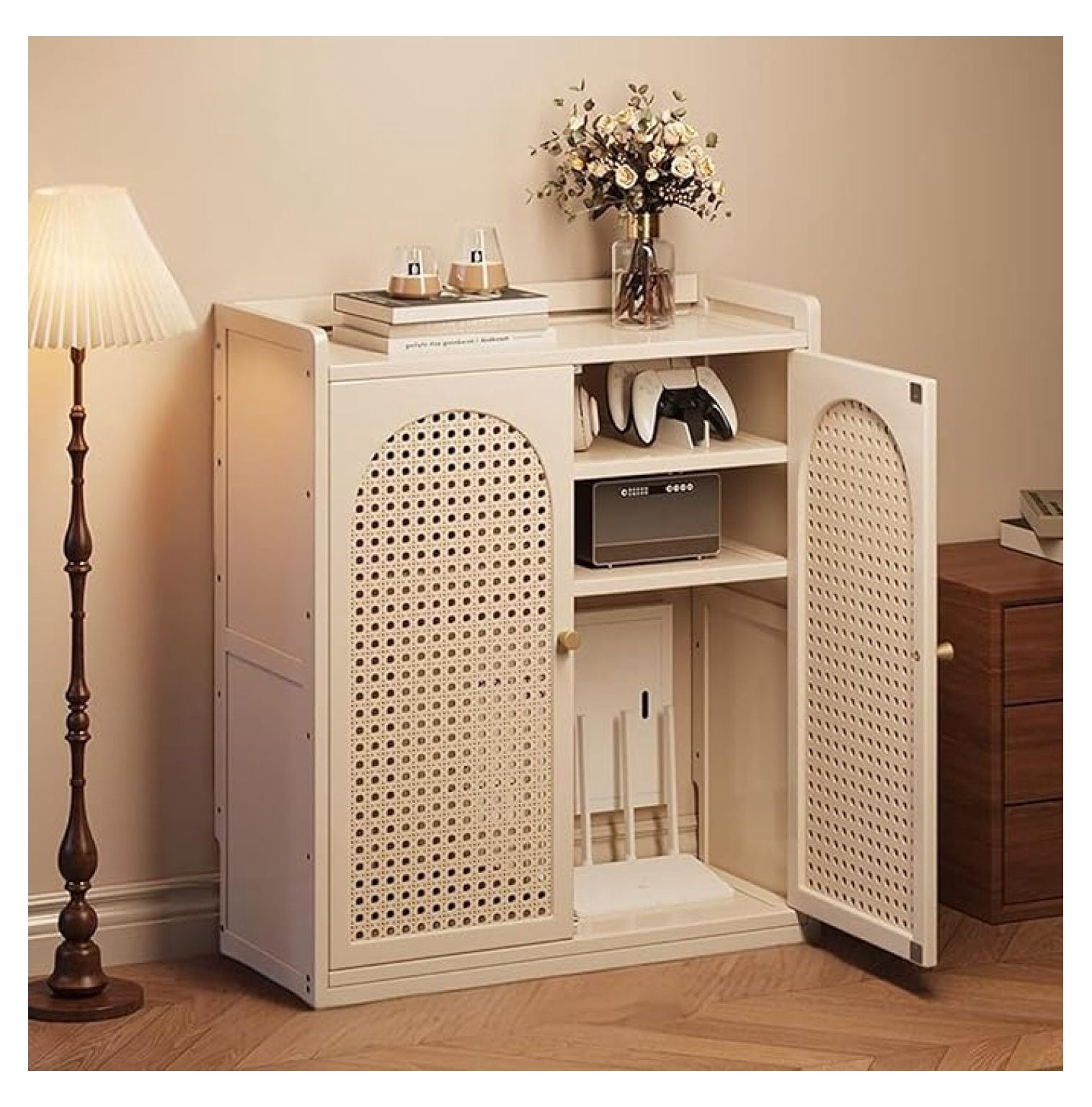 WiFi Router Storage Cabinet, Floor Standing WiFi Router Storage Box ...