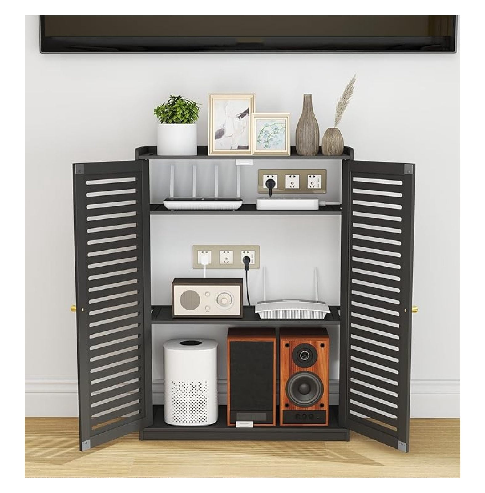 WiFi Router Storage Cabinet, Multi-Functional Router Storage Box ...